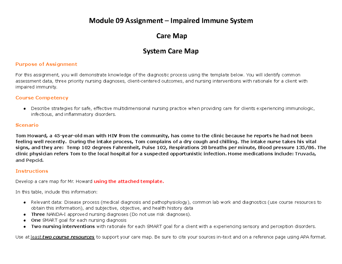 MDC1 - MOD 9 CARE MAP - Care map for Module 9 with SMART goals ...