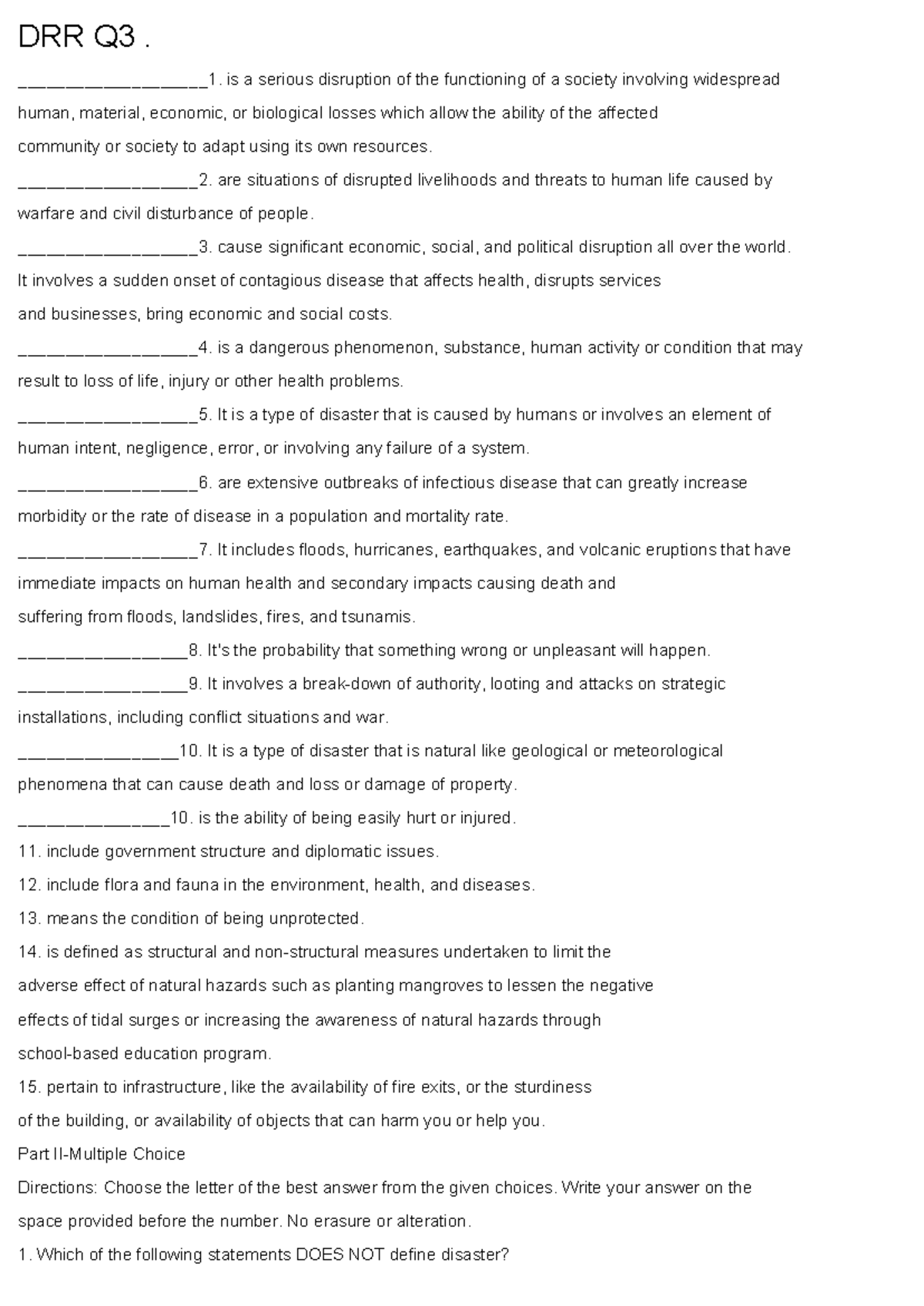 Huj36 - Summary Reading and Writing - DRR Q. ____________________1. is ...