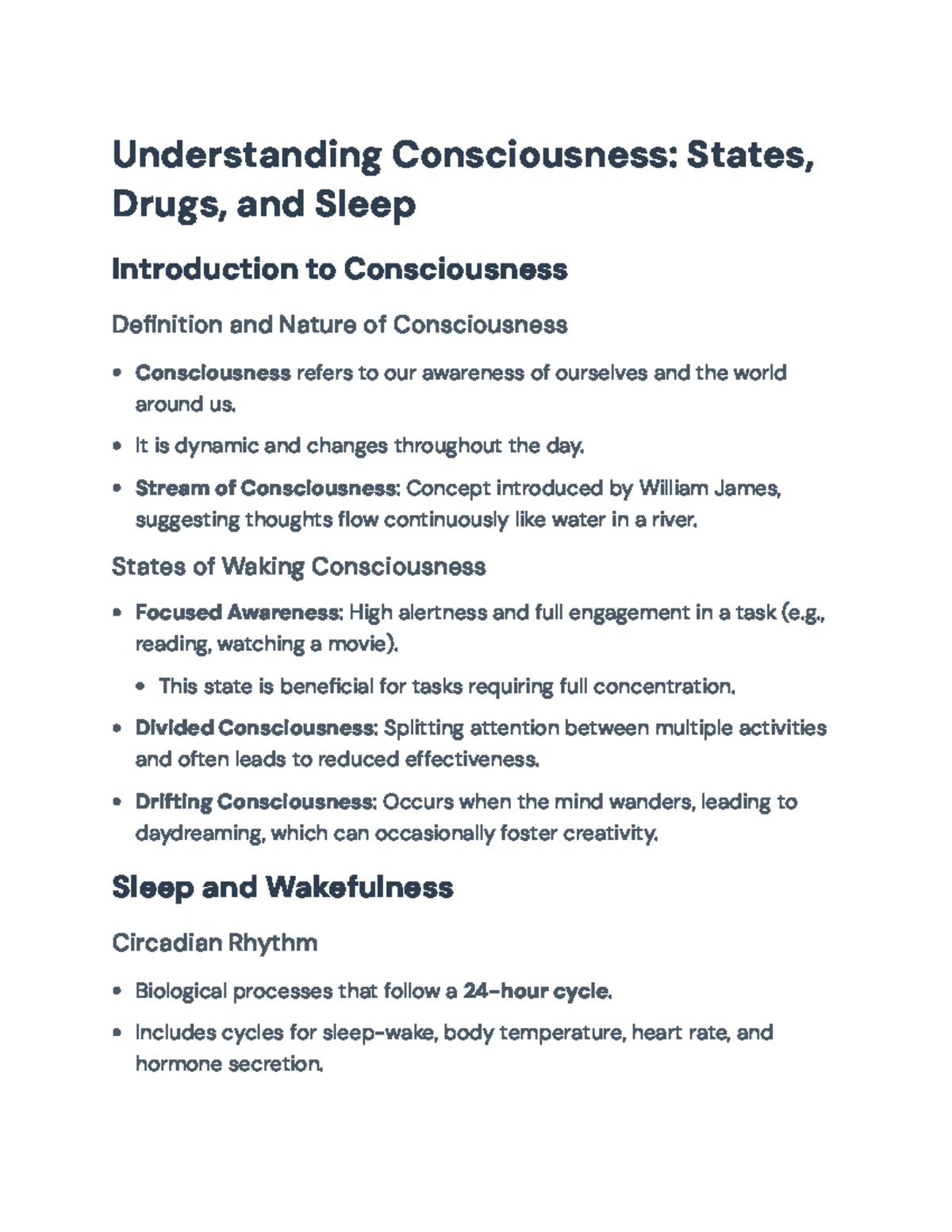 Understanding Consciousness: States, Sleep, and Psychoactive Drugs ...