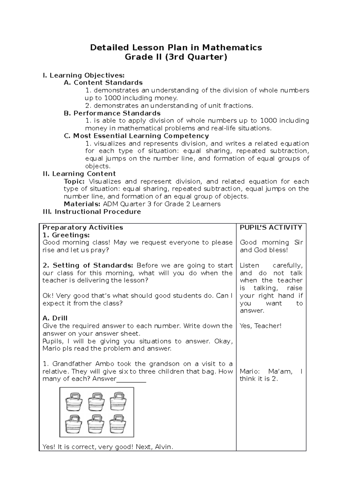 Grade 2 MATH Detailed Lesson Plan for 3rd Quarter - Studocu