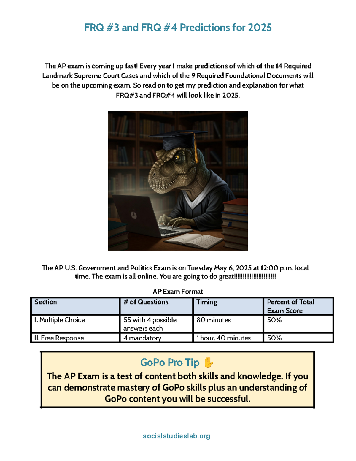 AP GoPo FRQ Predictions for 2025: Landmark Cases & Key Documents - Studocu