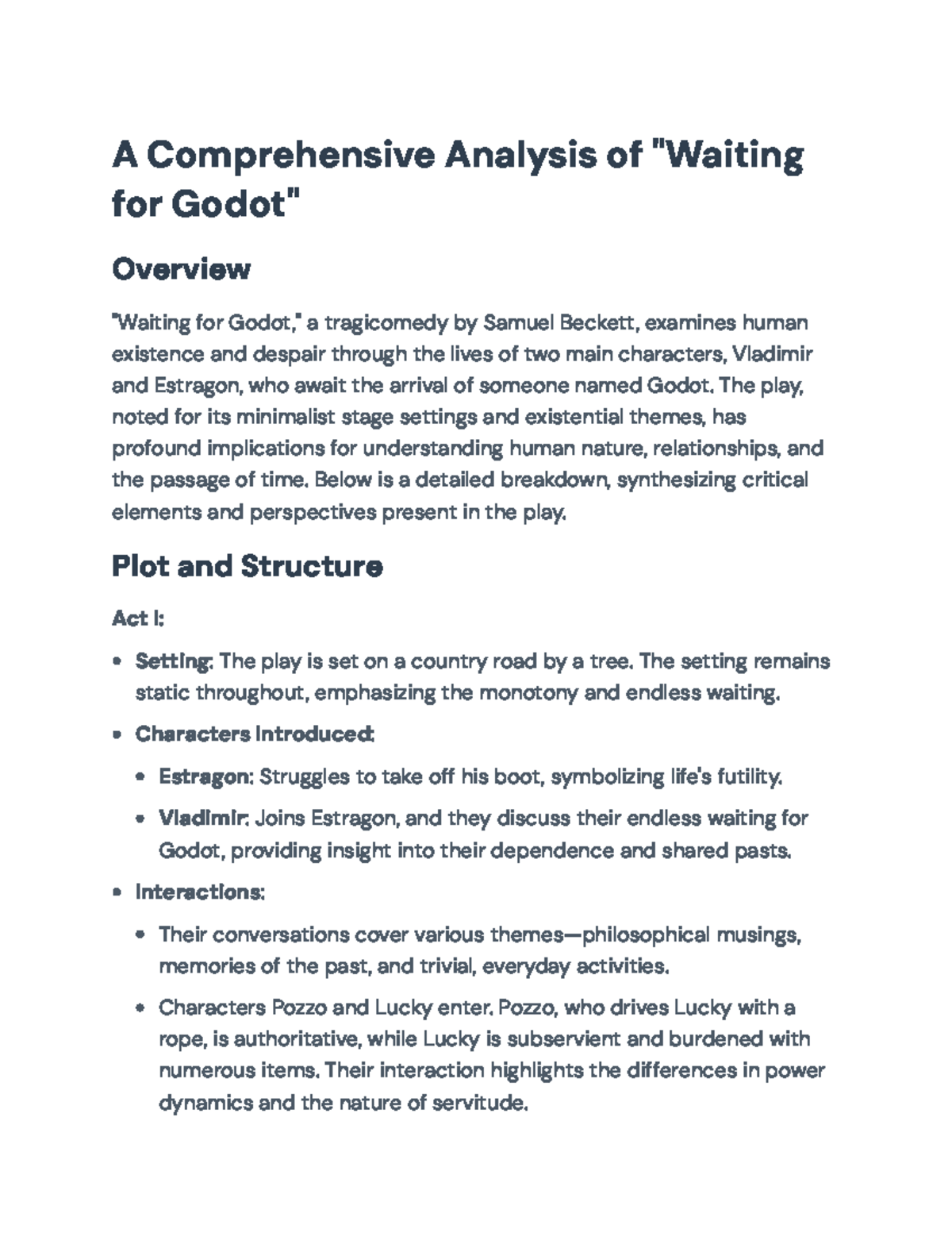 A Comprehensive Analysis of "Waiting for Godot" - Literary Review - A ...