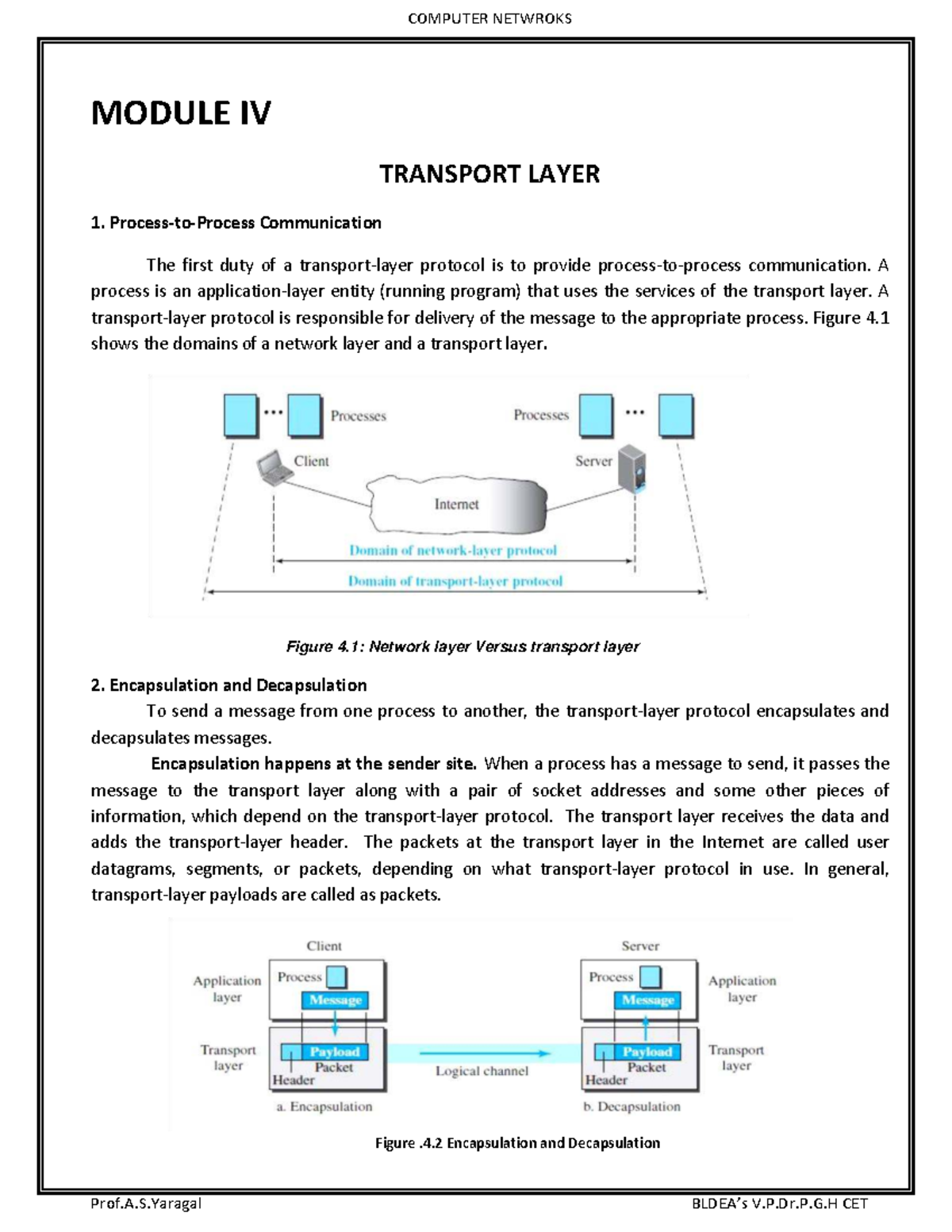CN- Module IV: Transport Layer Protocols and Communication Techniques ...