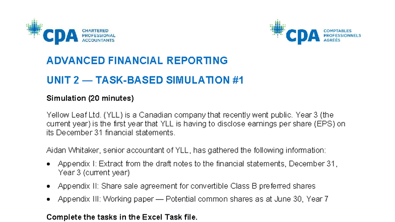 AFR 2502E Unit 2 Simulation: YLL EPS Disclosure Analysis - Studocu