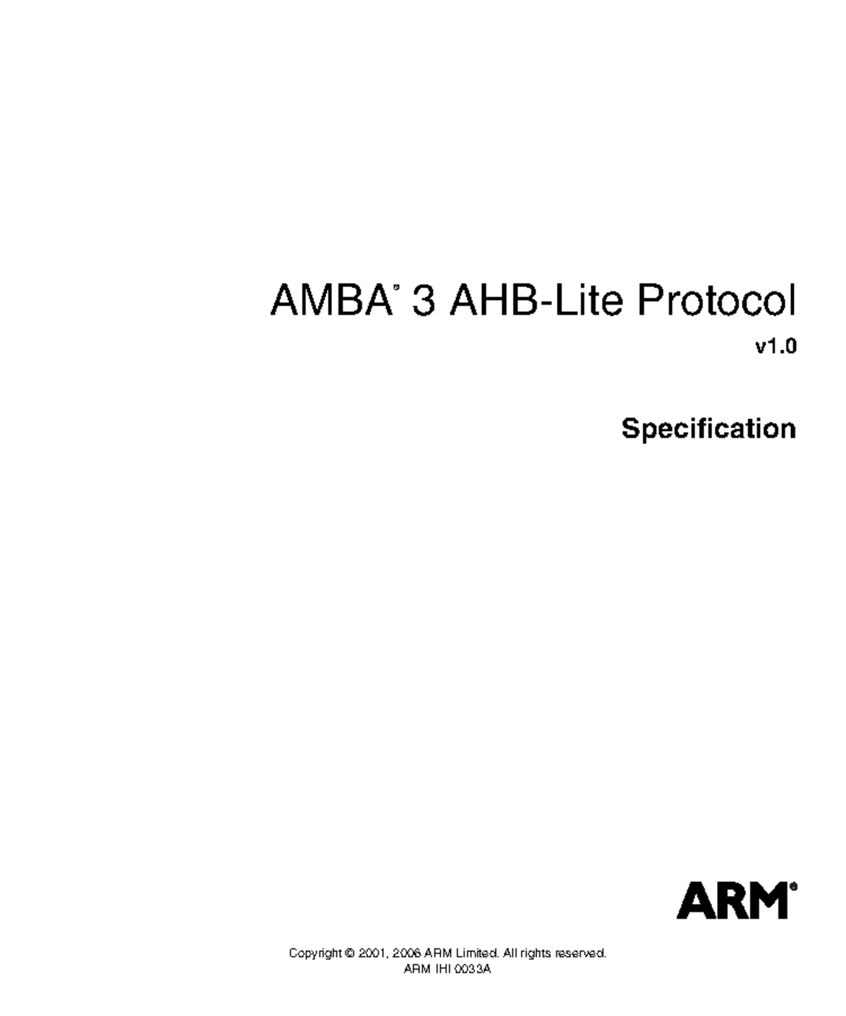 ARM IHI 0033A AMBA 3 Protocol Specification Overview - Studocu