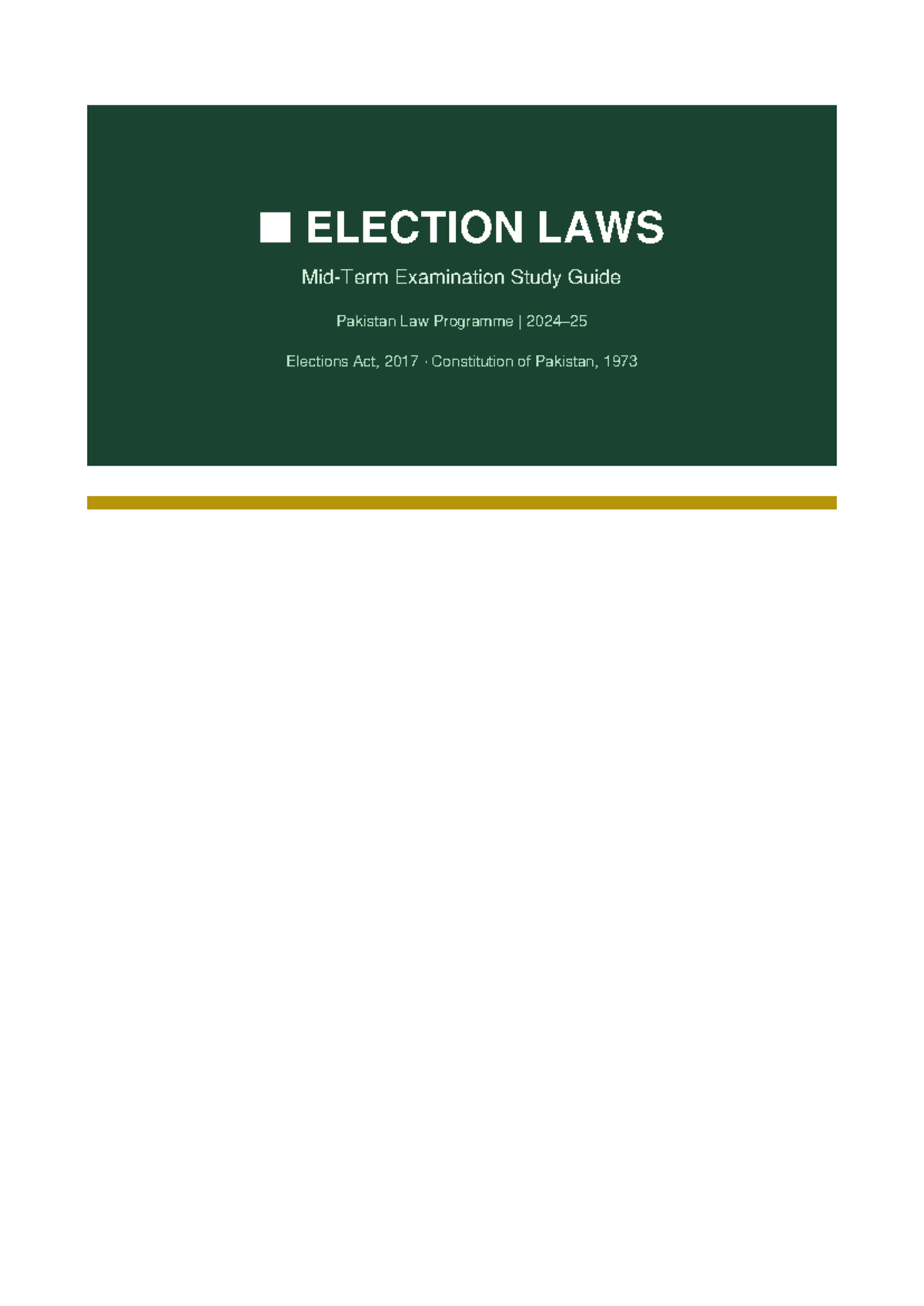 Election Laws Midterm Study Guide - Pakistan Law Programme - Studocu