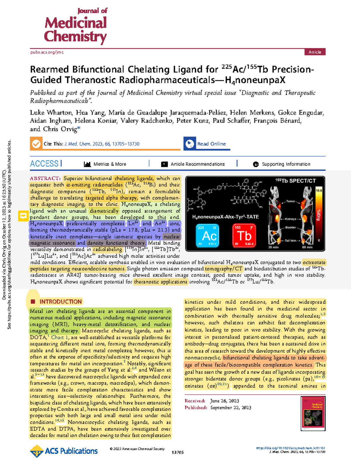 Rearmed Bifunctional Chelating Ligand for 225Ac and 155Tb in ...