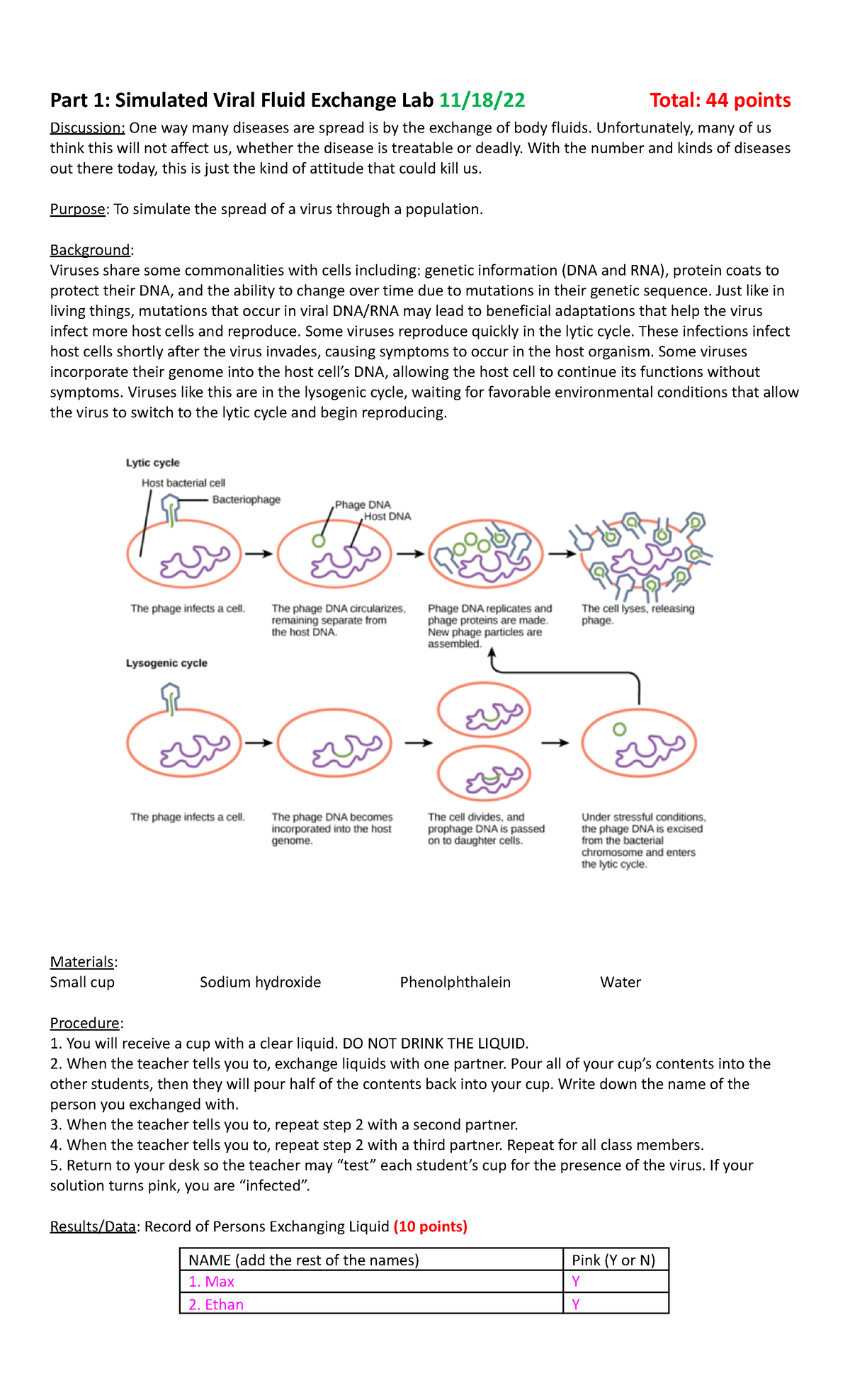 Act 7.2 - Simulating Virus Dynamics in a Lab Environment - Studocu