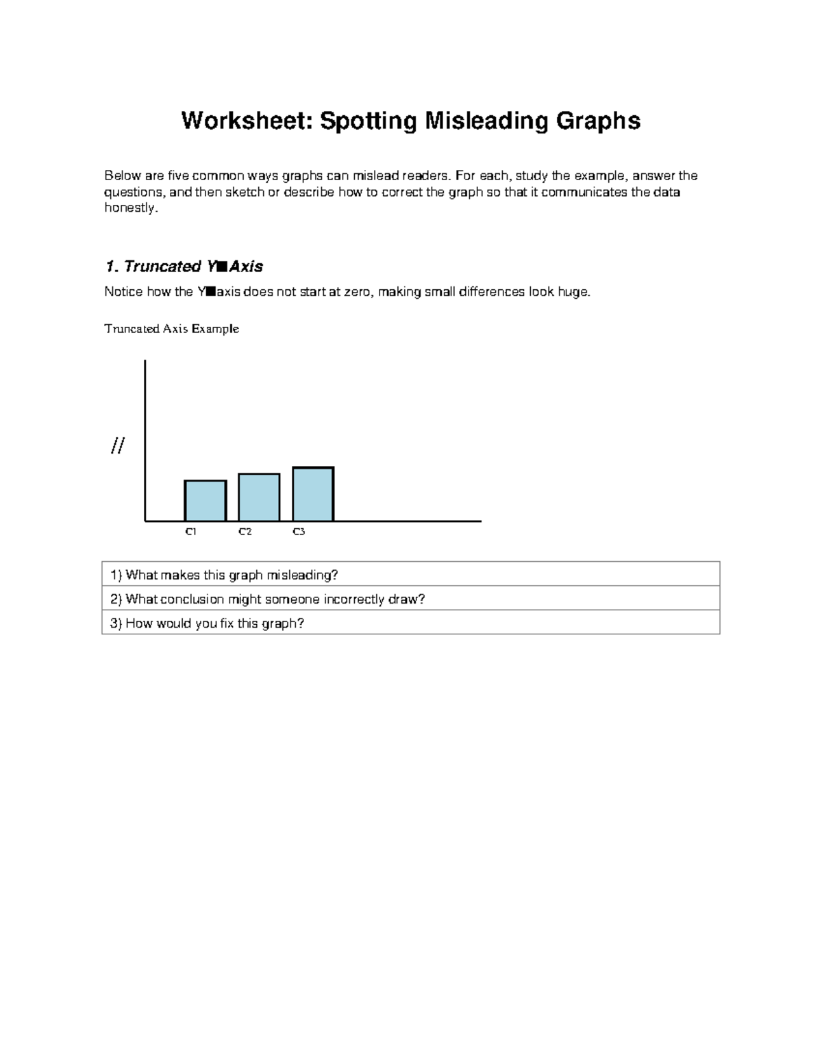 Worksheet: Analyzing Misleading Graphs and Their Corrections - Studocu
