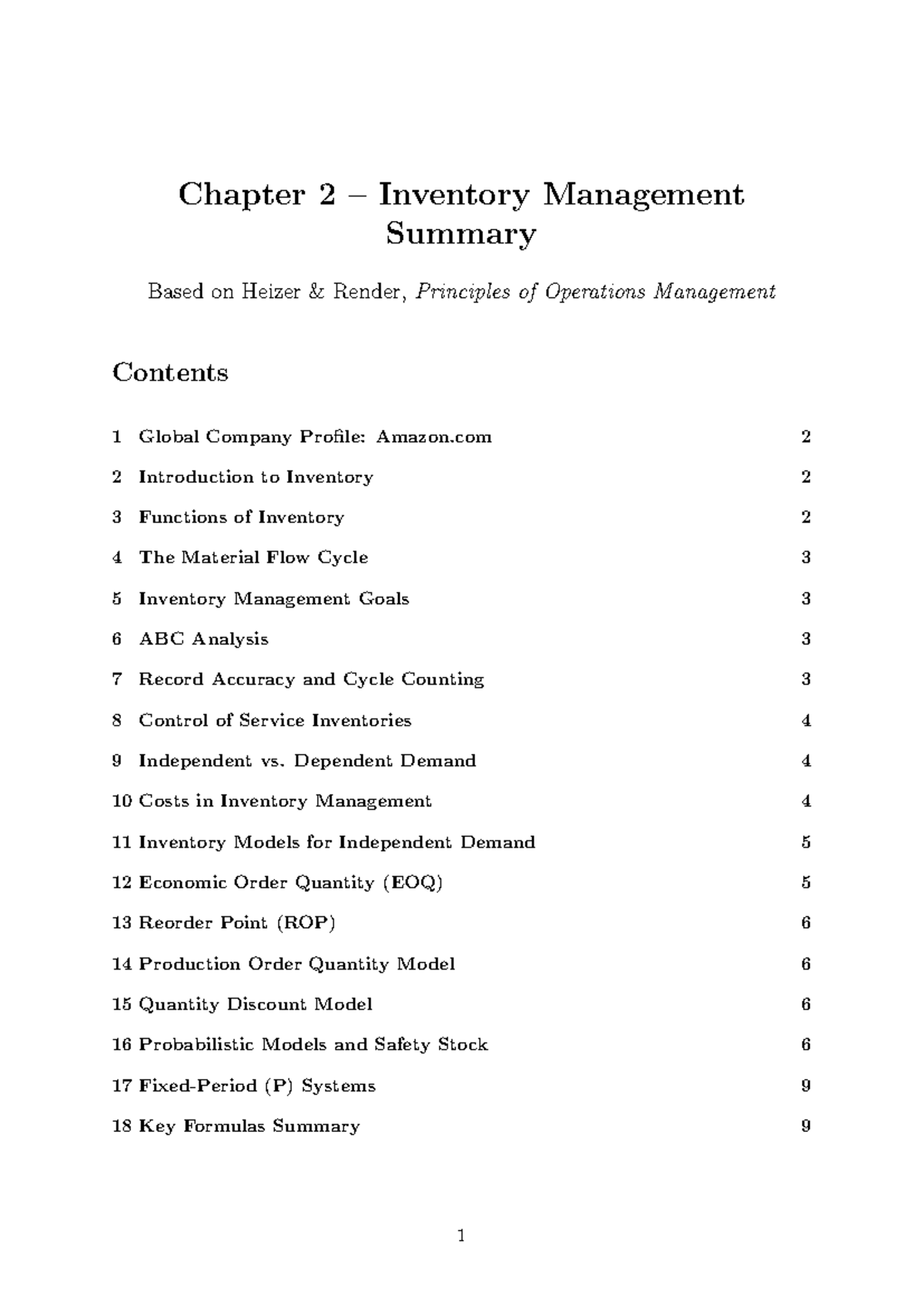 Chapter 2 Summary: Inventory Management Insights (OPM 101) - Studocu