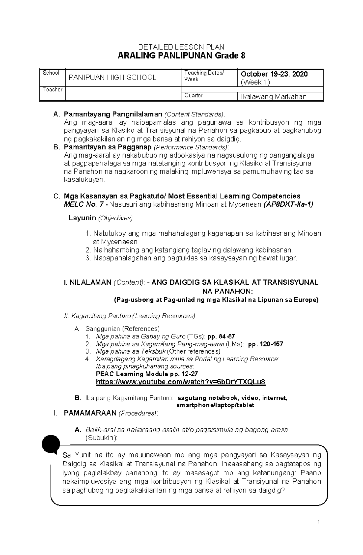 Pdfcoffee - Semi-detailed lesson plan in Ap8 q2 - Sa Yunit na ito ay mauunawaan mo ang mga - Studocu