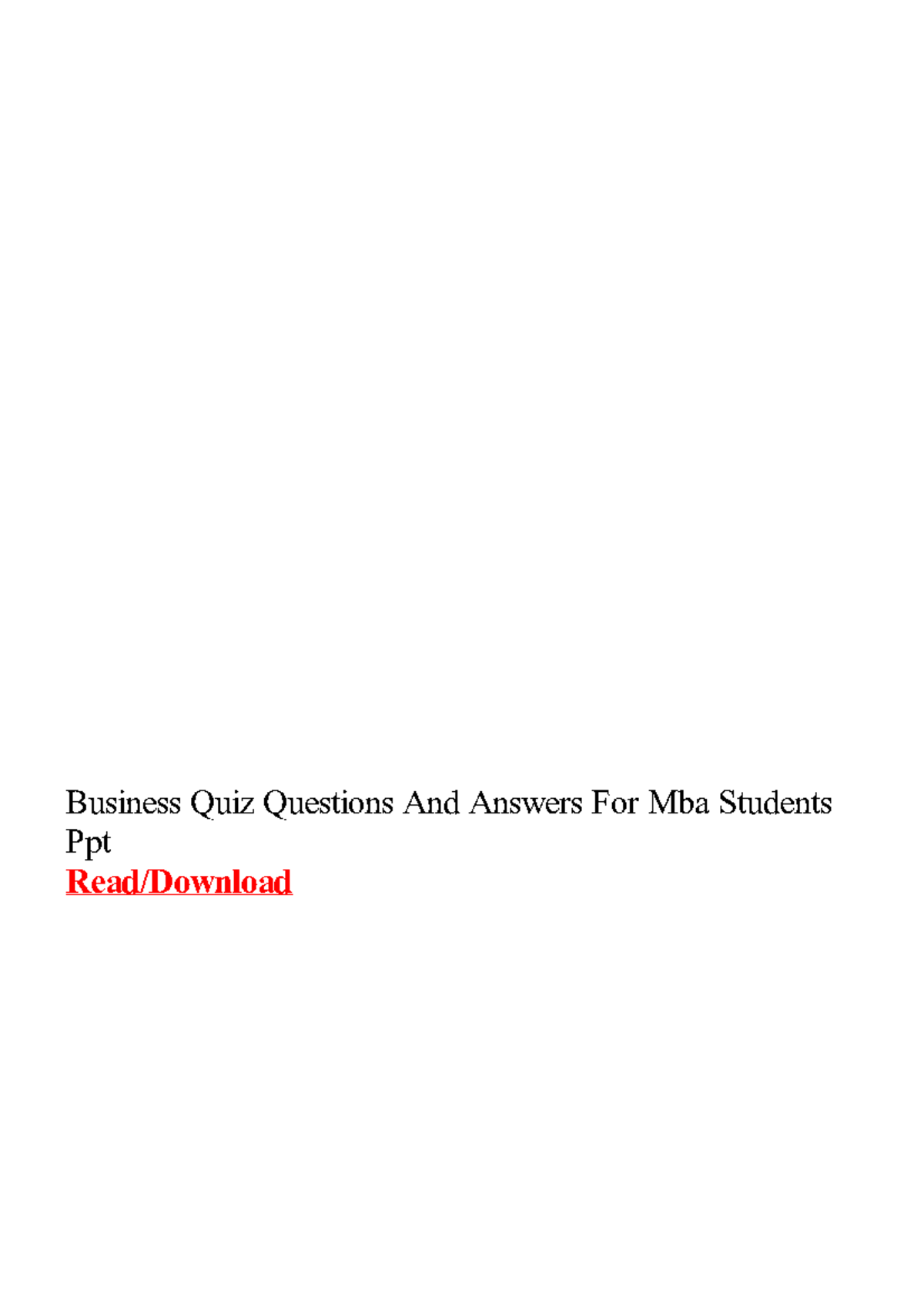 MBA Business Quiz Questions & Answers PPT: Interactive Weekly Challenge ...