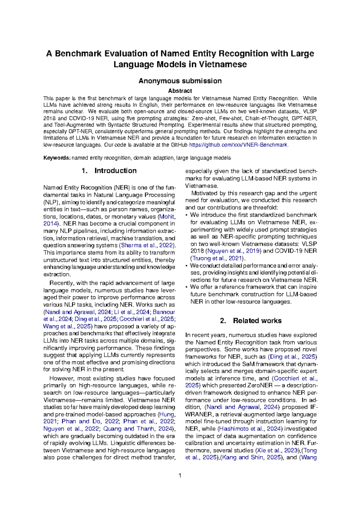 Benchmarking LLMs for Vietnamese Named Entity Recognition: A Study ...