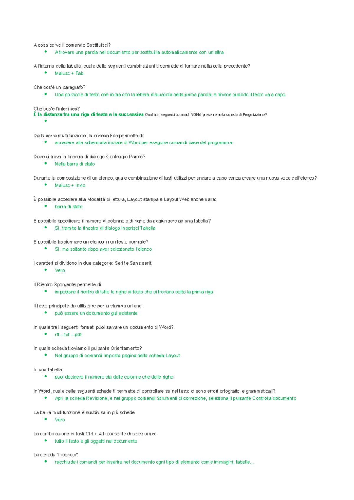 Eipas Risposte Modulo 5: Domande e Risposte su Word - Studocu