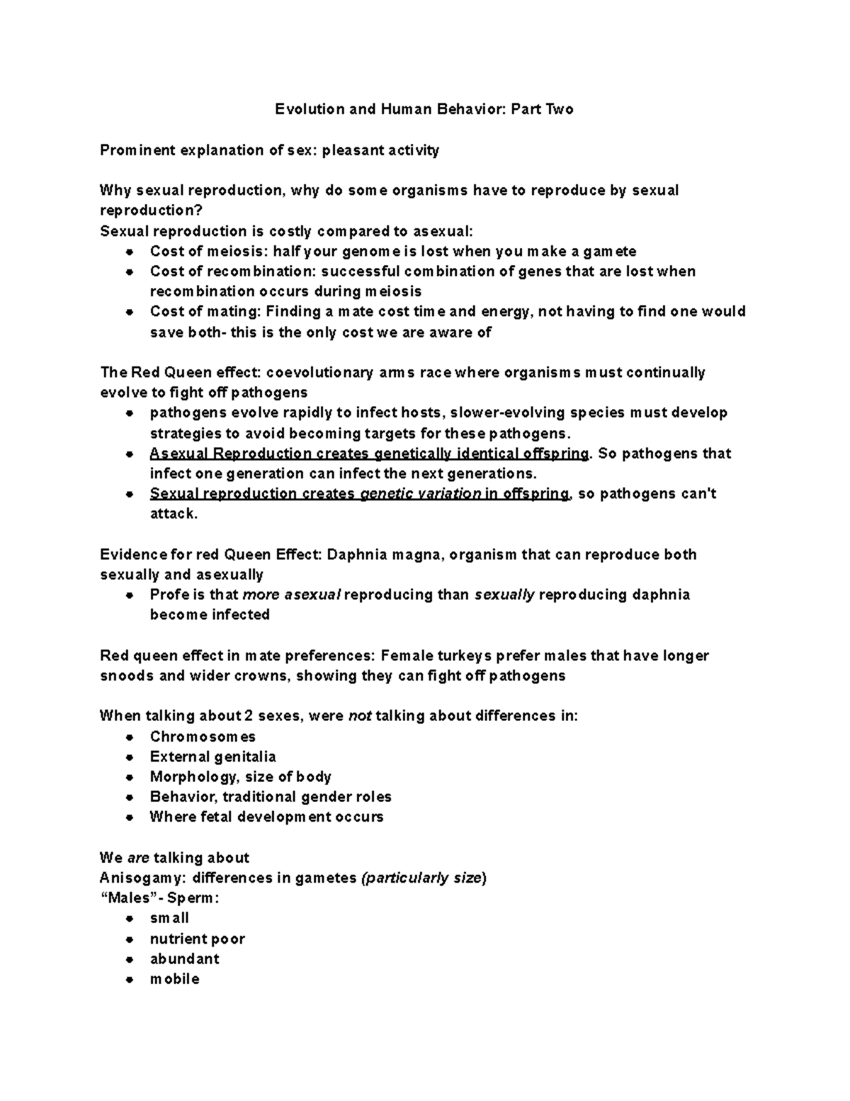 Evolution and Human Behavior (EHB 2): Sexual Reproduction Insights ...