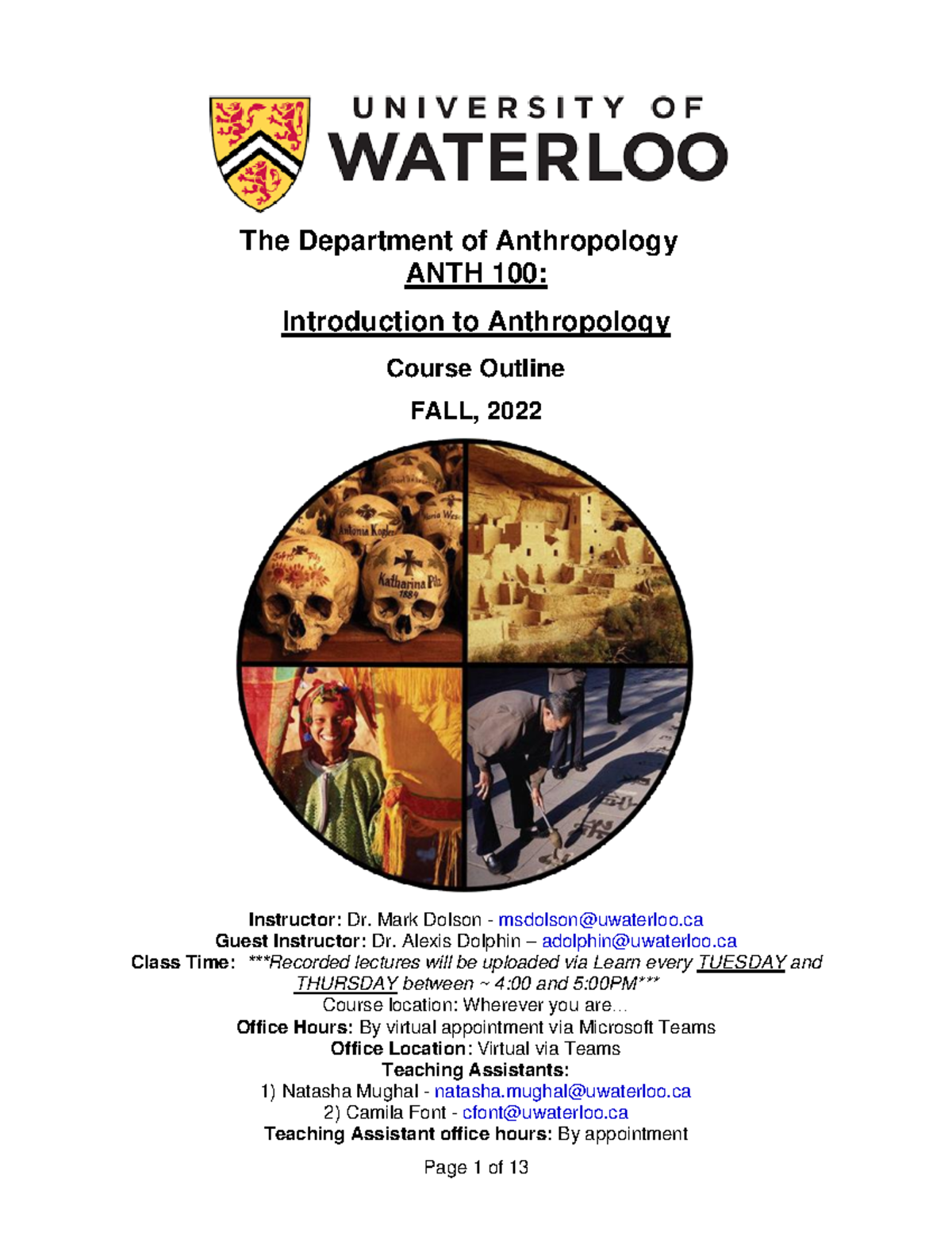 ANTH 100 Syllabus - Introduction to Anthropology (Fall 2022) - Studocu