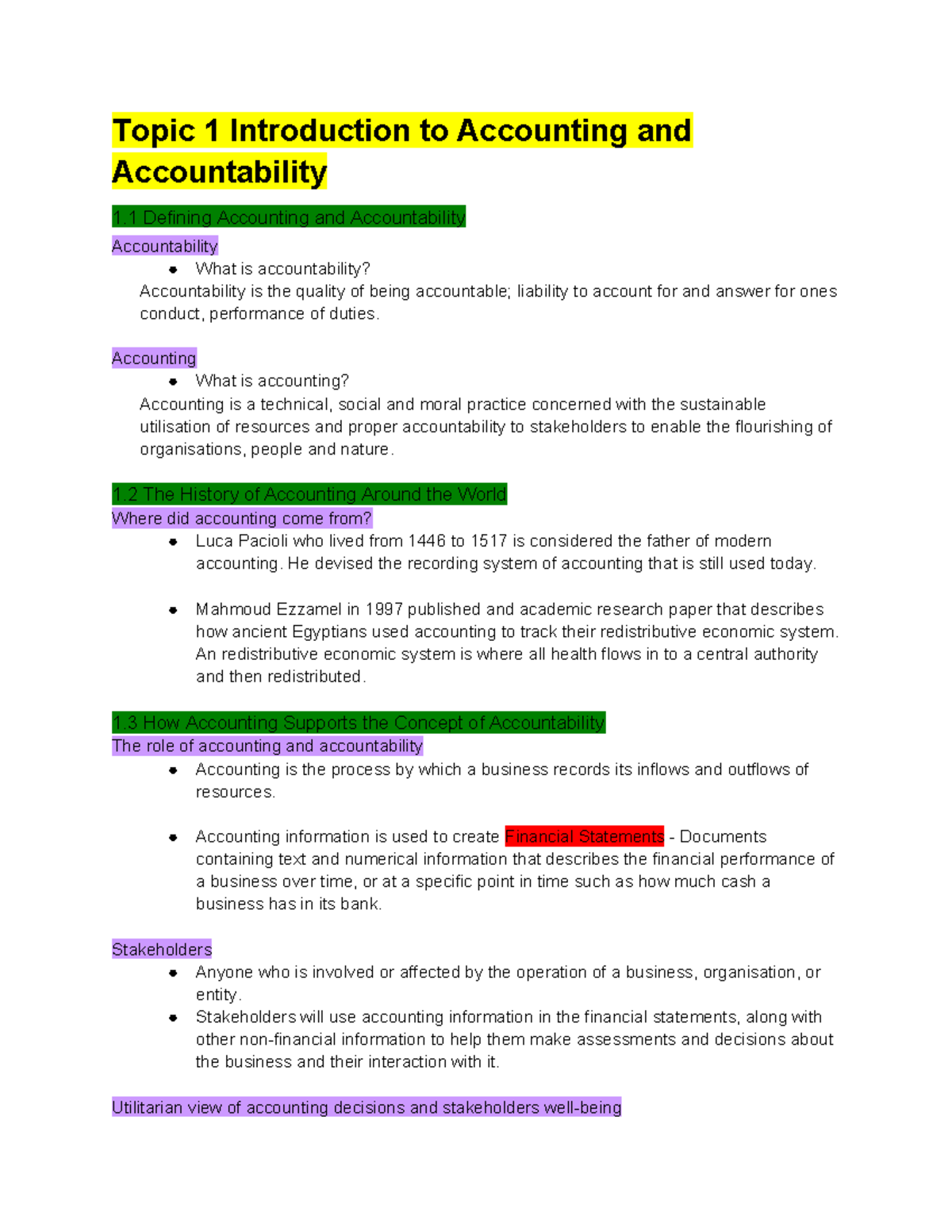 AAA 101: Introduction to Accounting and Accountability Notes - Studocu
