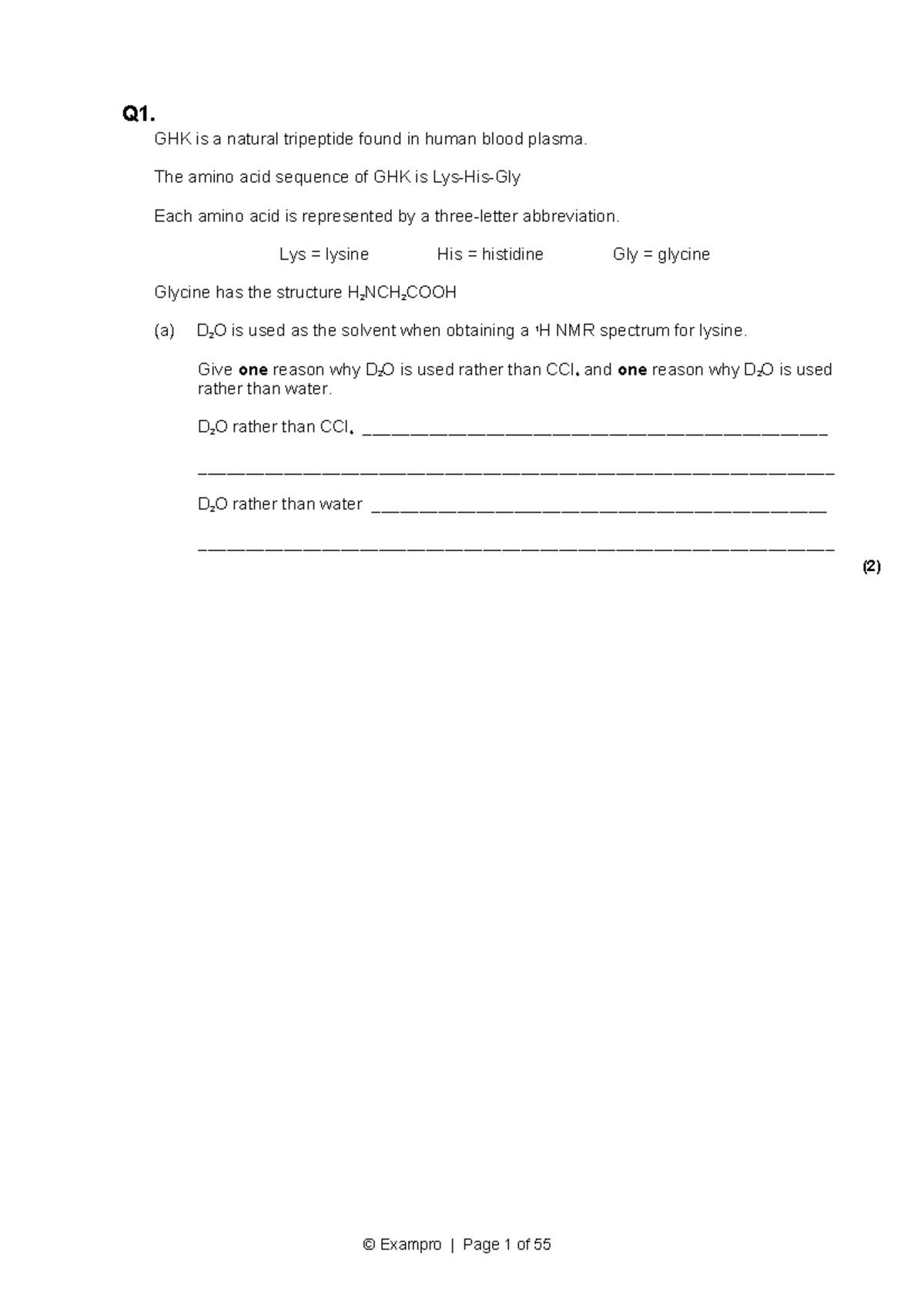 NMR Exam Questions - Spectroscopy and Hydrocarbons (Course Code: NMR ...