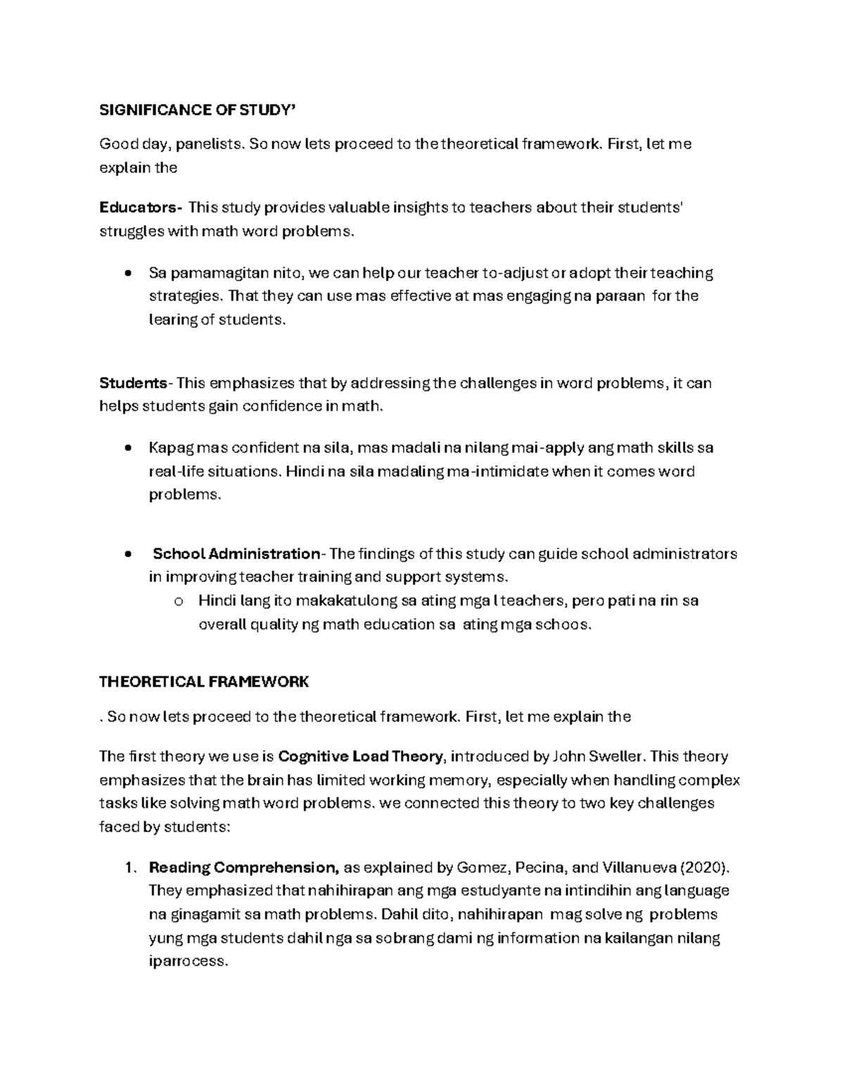 Document 1 - ahsja - SIGNIFICANCE OF STUDY’ Good day, panelists. So now ...