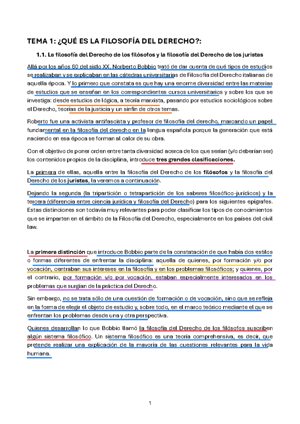 Tema 1: Filosofía del Derecho - Análisis de Bobbio y sus Distinciones ...