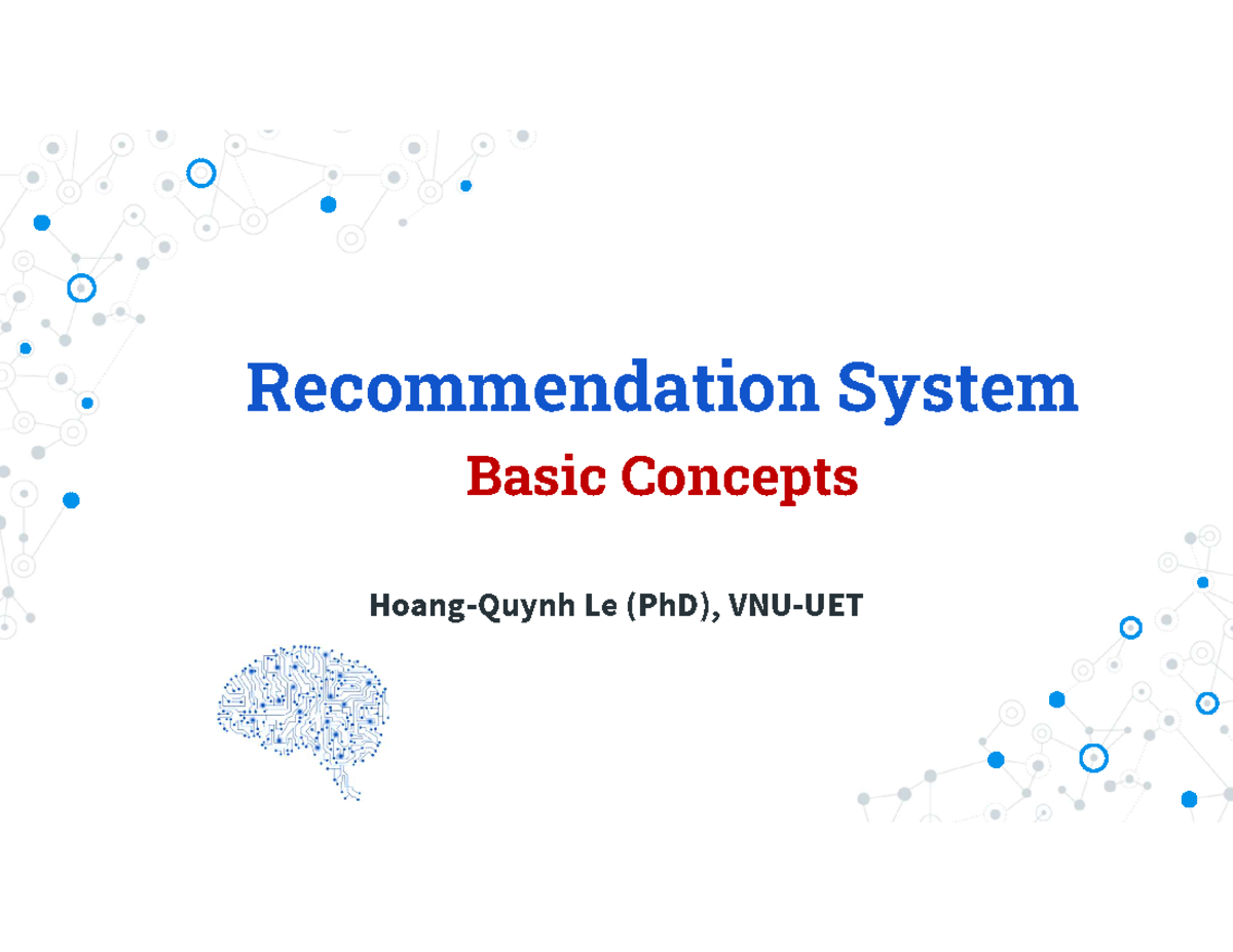 12. Recommendation system - Recommendation System Basic Concepts Hoang ...