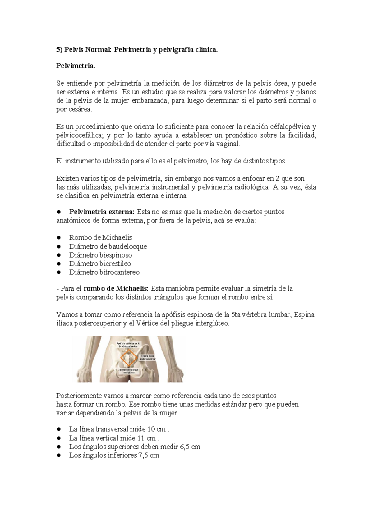 Pelvis Normal: Pelvimetría y Pelvigrafía Clínica en Ginecología - Studocu