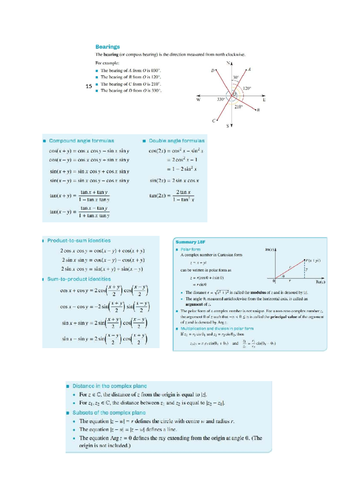 15F - Bearings and Complex Numbers: Key Concepts and Formulas - Studocu