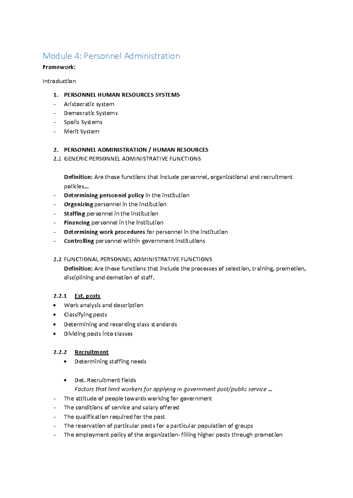 PA N5 - Revised Personnel Administration Module 4 Overview - Studocu