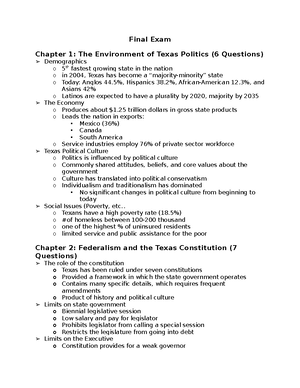 TX POL Chapter 2 - Smartbook assignment and homework - Chapter 2: the ...