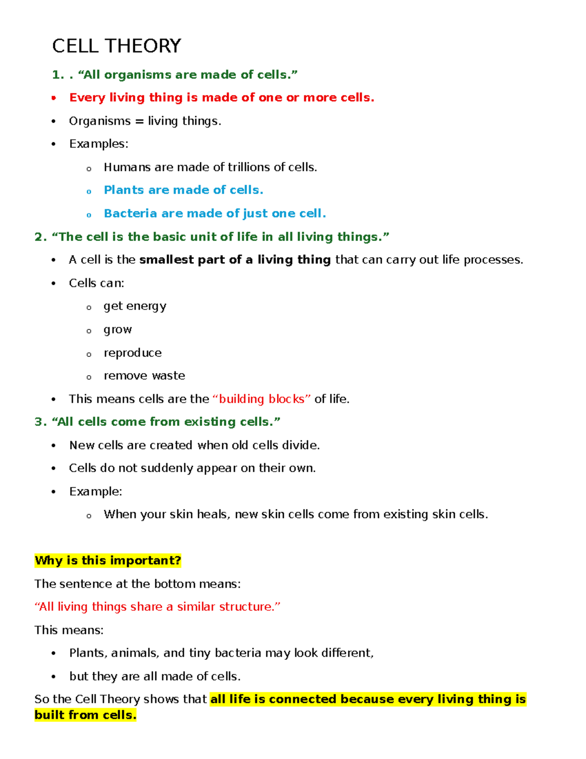 CELL Theory Notes: Understanding Prokaryotic & Eukaryotic Cells - Studocu