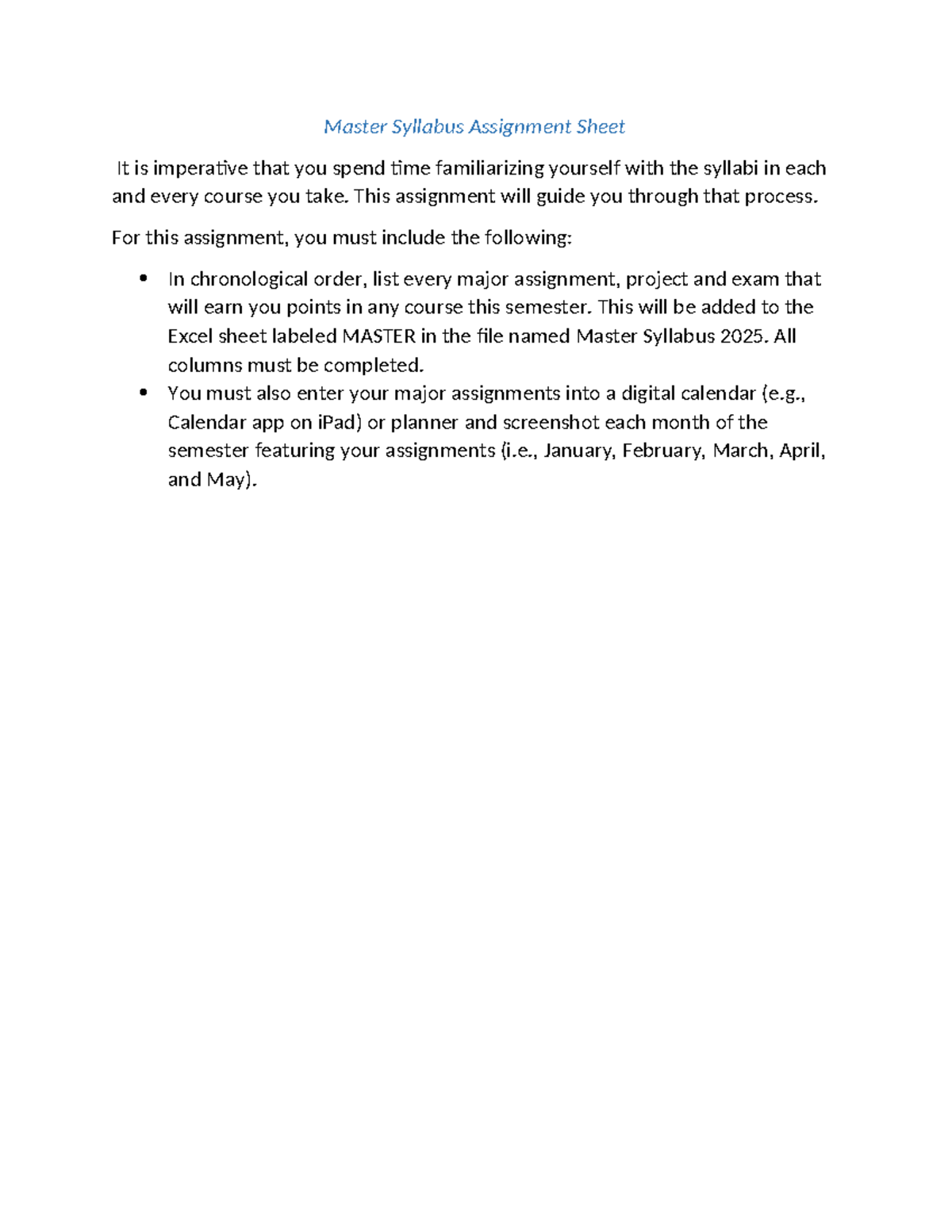 Master Syllabus Assignment Sheet Guidelines for ALS Students - Studocu