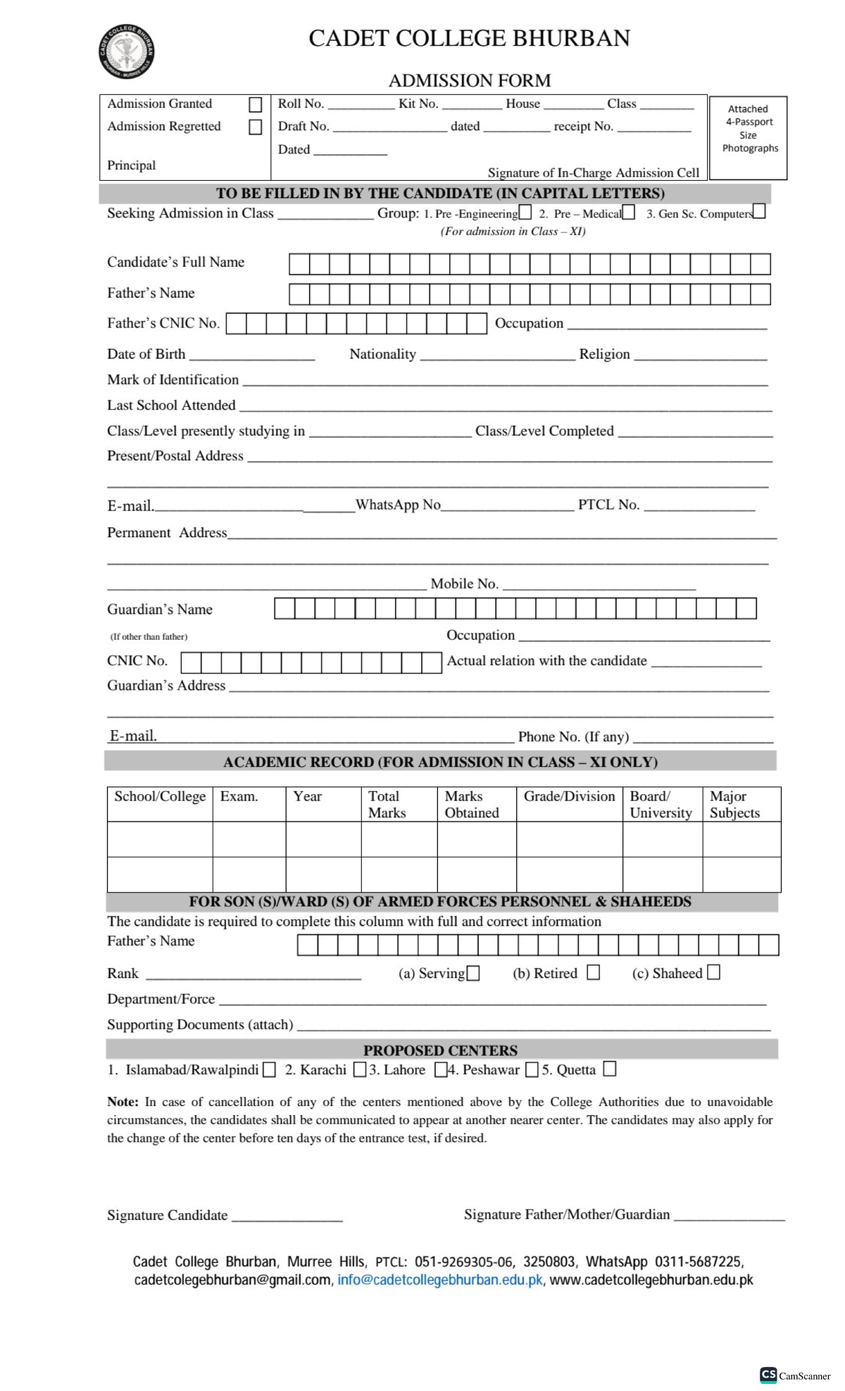 Cadet College Bhurban U Admission Form 2024-5: Complete Guide - Studocu