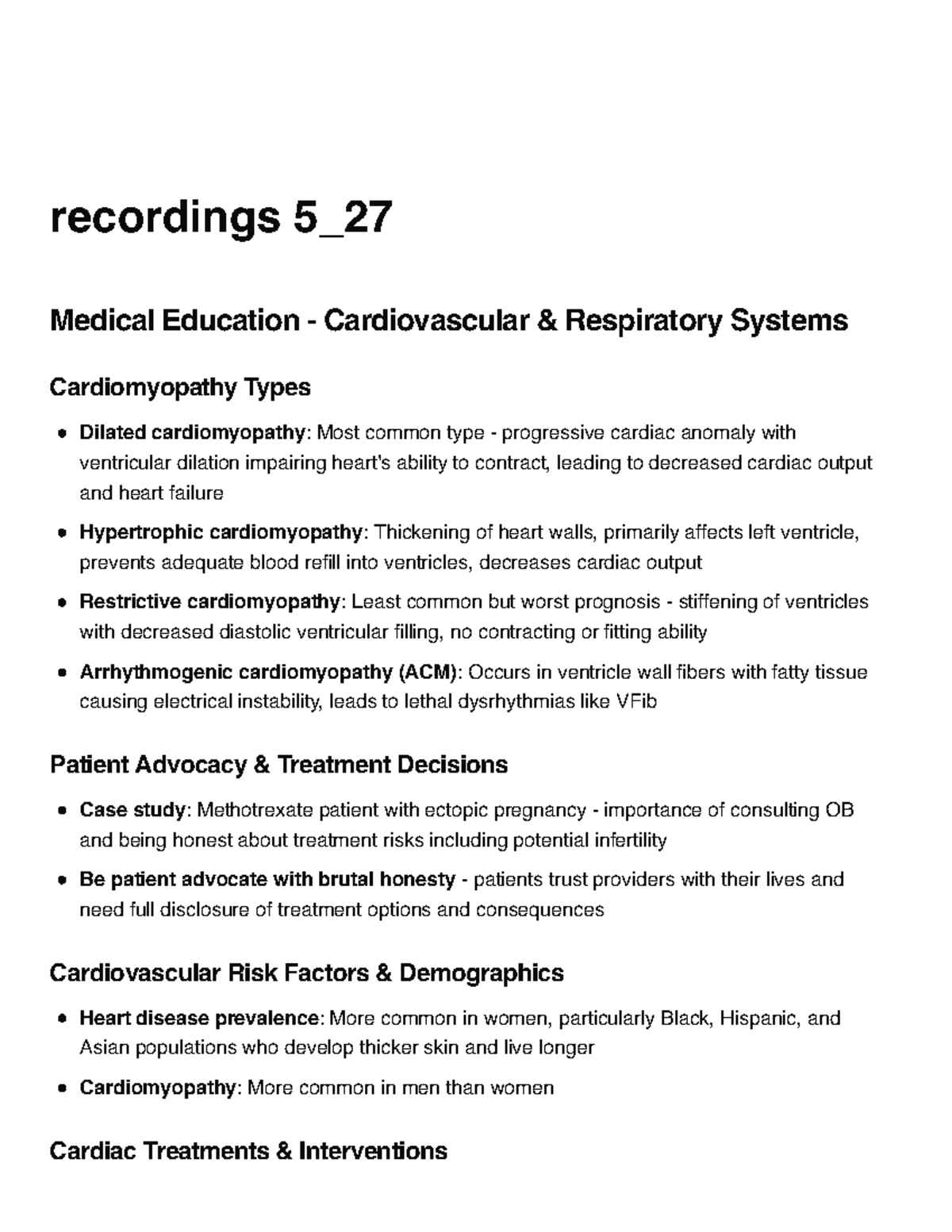 Medical Education Lecture: Cardiovascular & Respiratory Systems ...