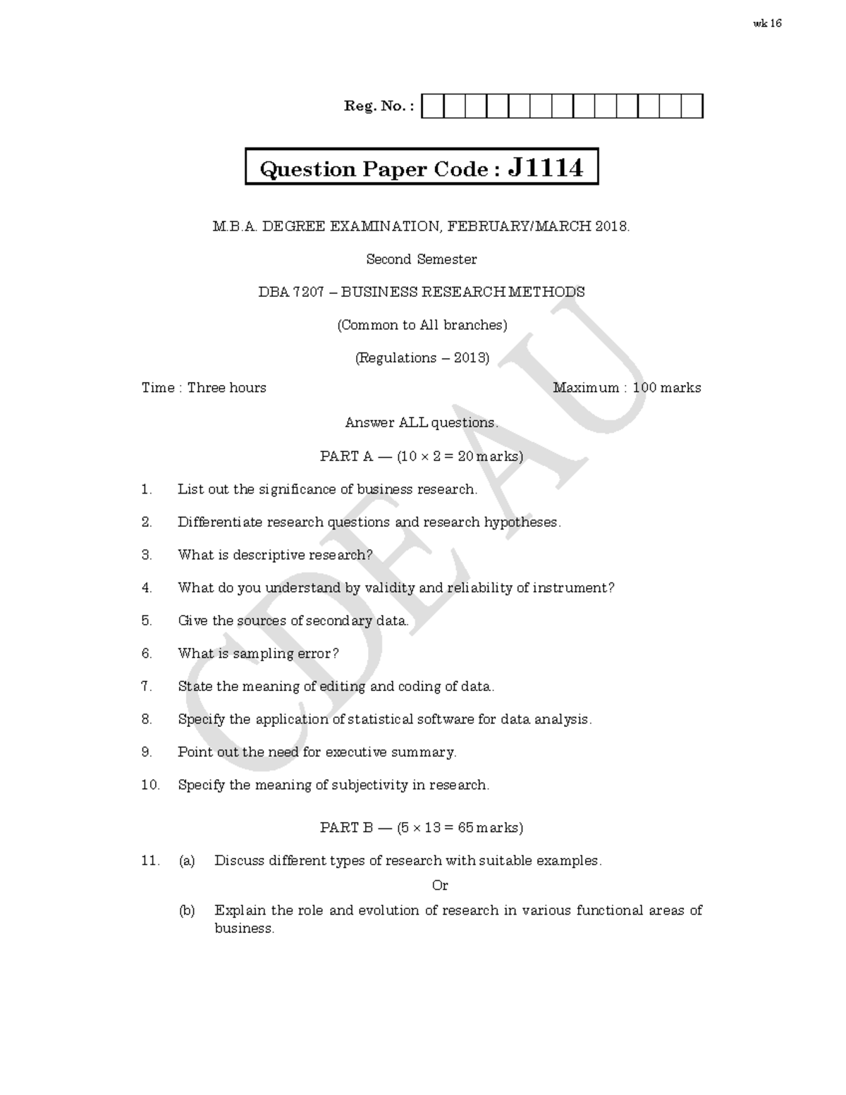DBA7207 - Business Research Methods Exam Questions & Case Studies - Studocu