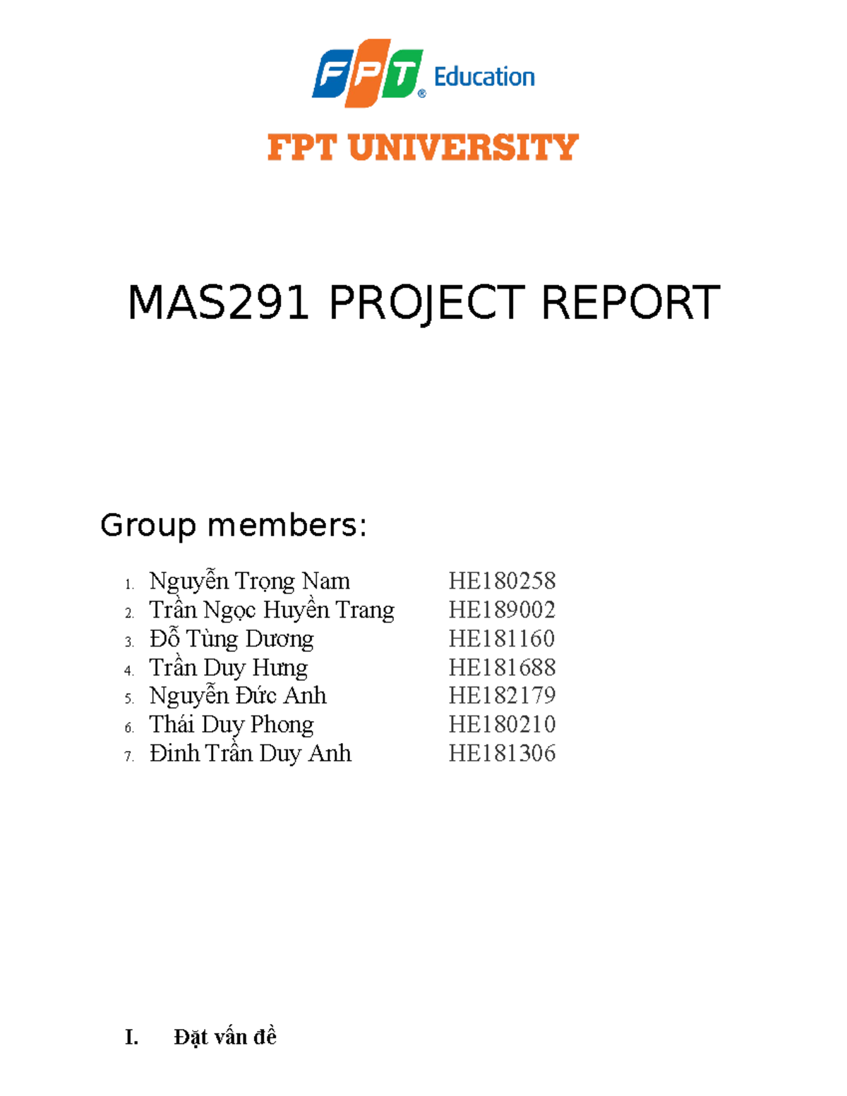 MAS291 Project Report: Analysis of Height Among FPT University Students - Studocu