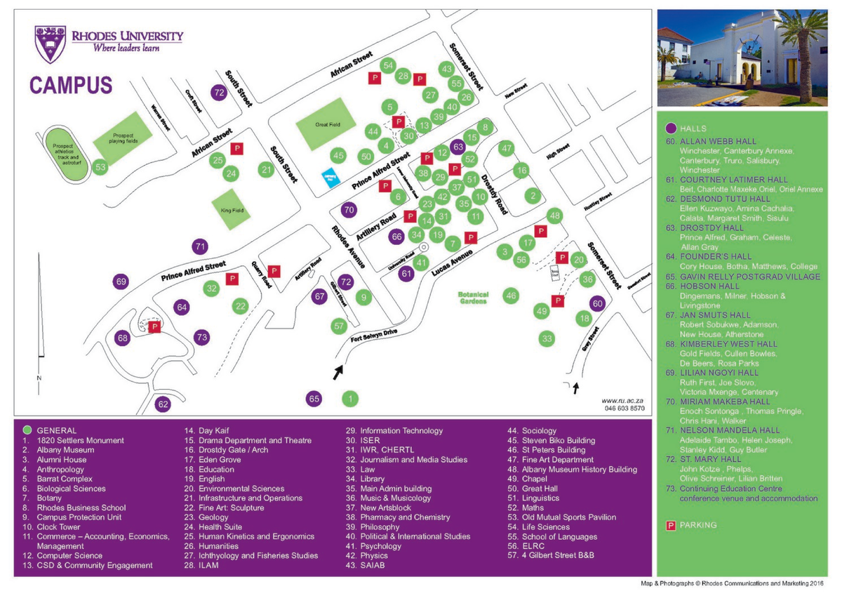 Rhodes University Campus Map - Overview and Key Locations - Studocu