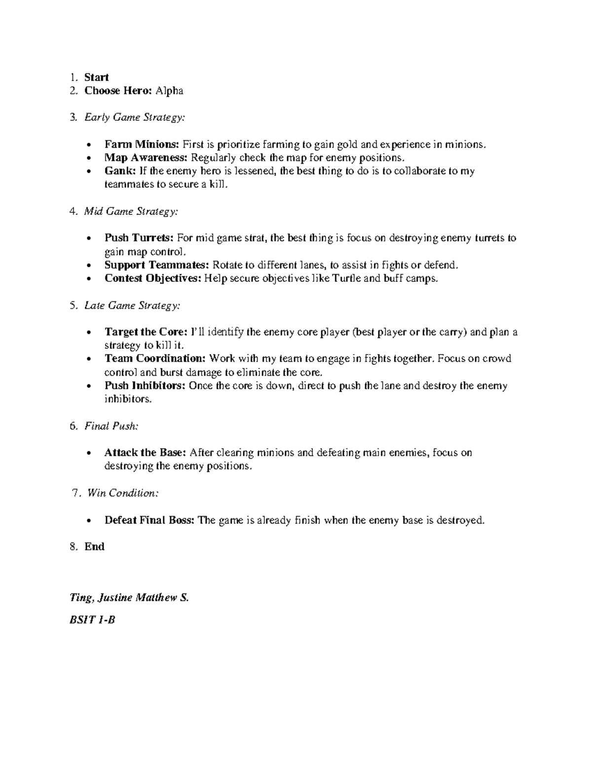 BSIT 01 Activity 1 - DSA: Game Strategy Guide for Heroes - Studocu