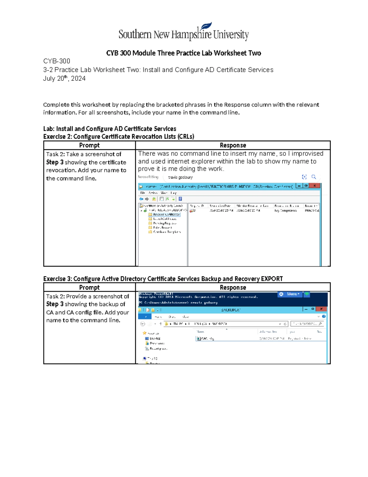 CYB 300 3-3 Milestone One - Use this validation command as the source for your screenshot ...