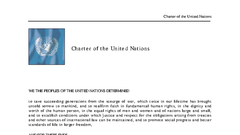 UN Charter 1945 - Key Notes and Principles - Studocu