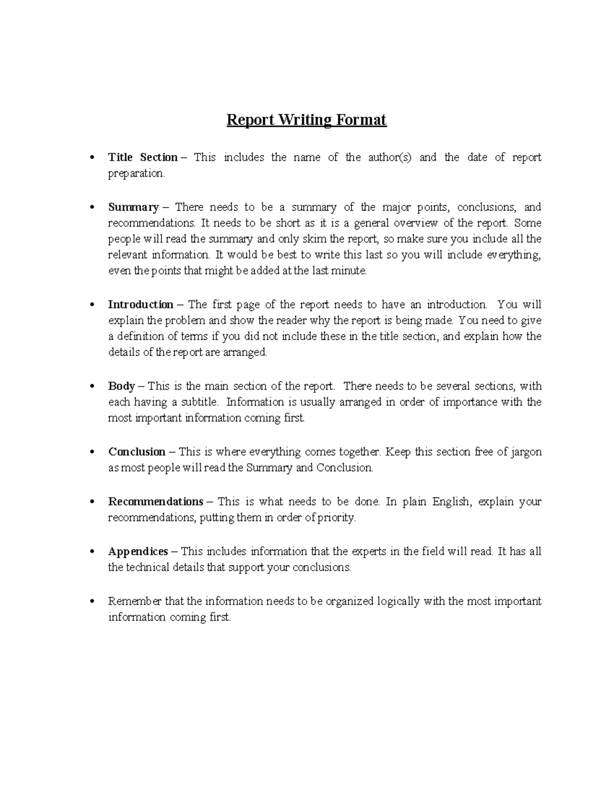 Report Writing Format Guide for Effective Documentation - Studocu