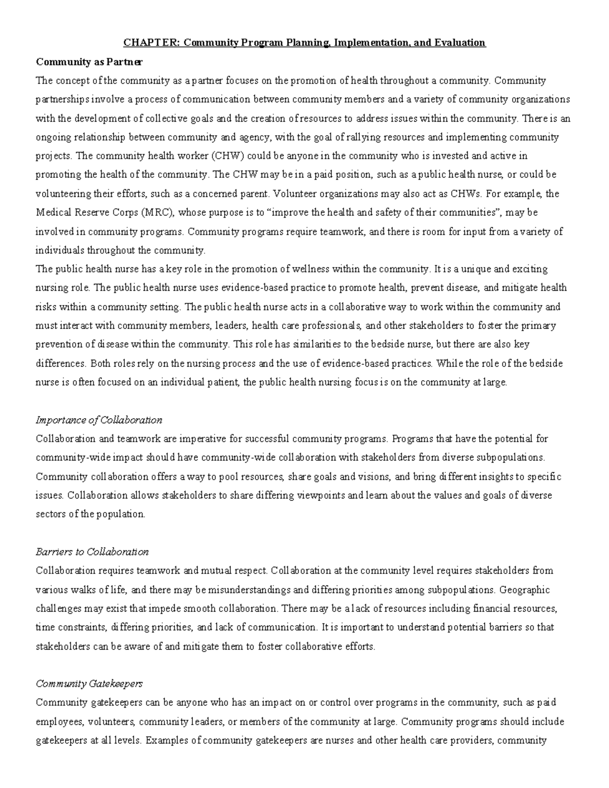 Exam 2: Community Program Planning & Evaluation Overview - Studocu