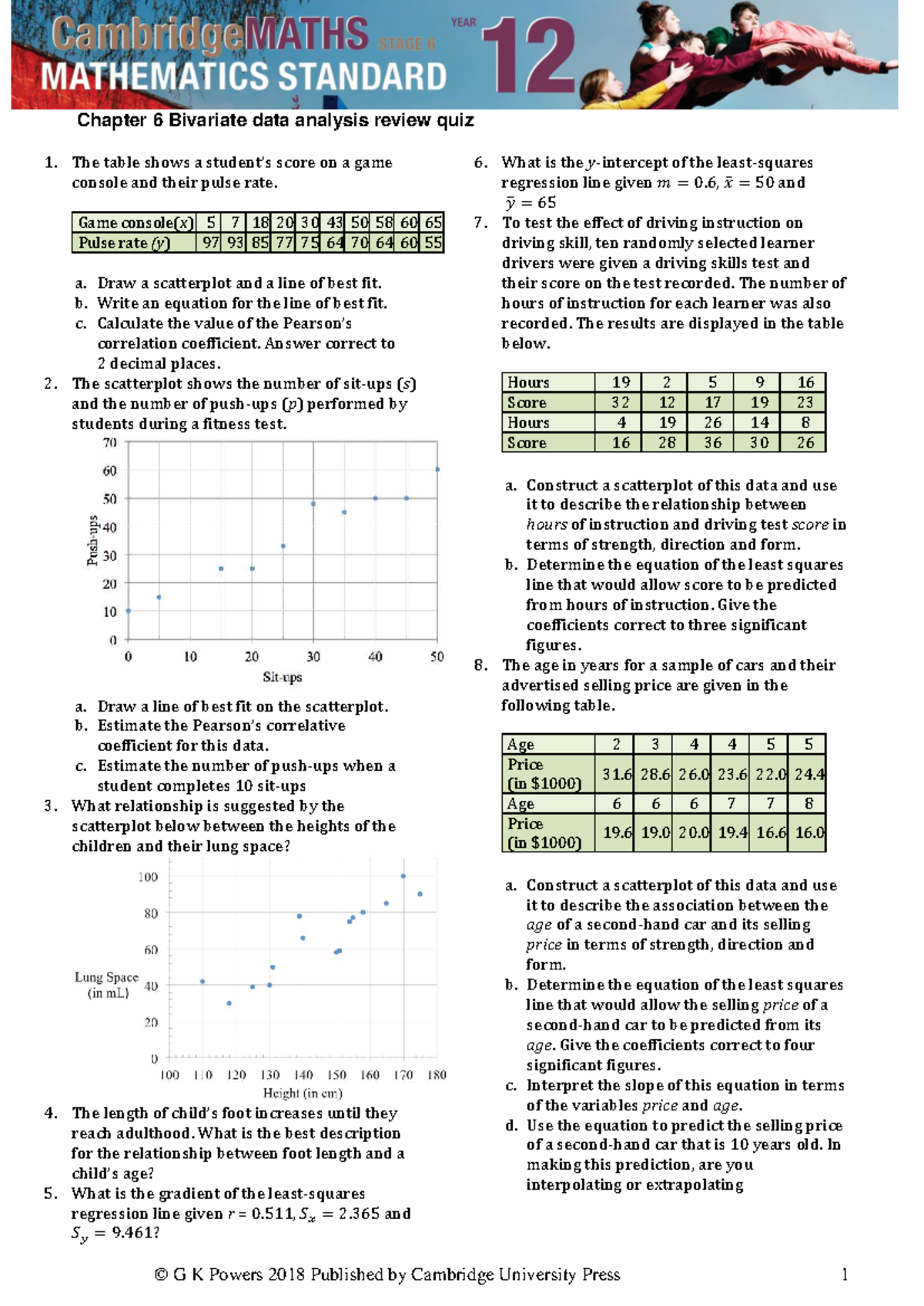 Chapter 6 Bivariate Data Analysis Review Quiz 1 - Studocu