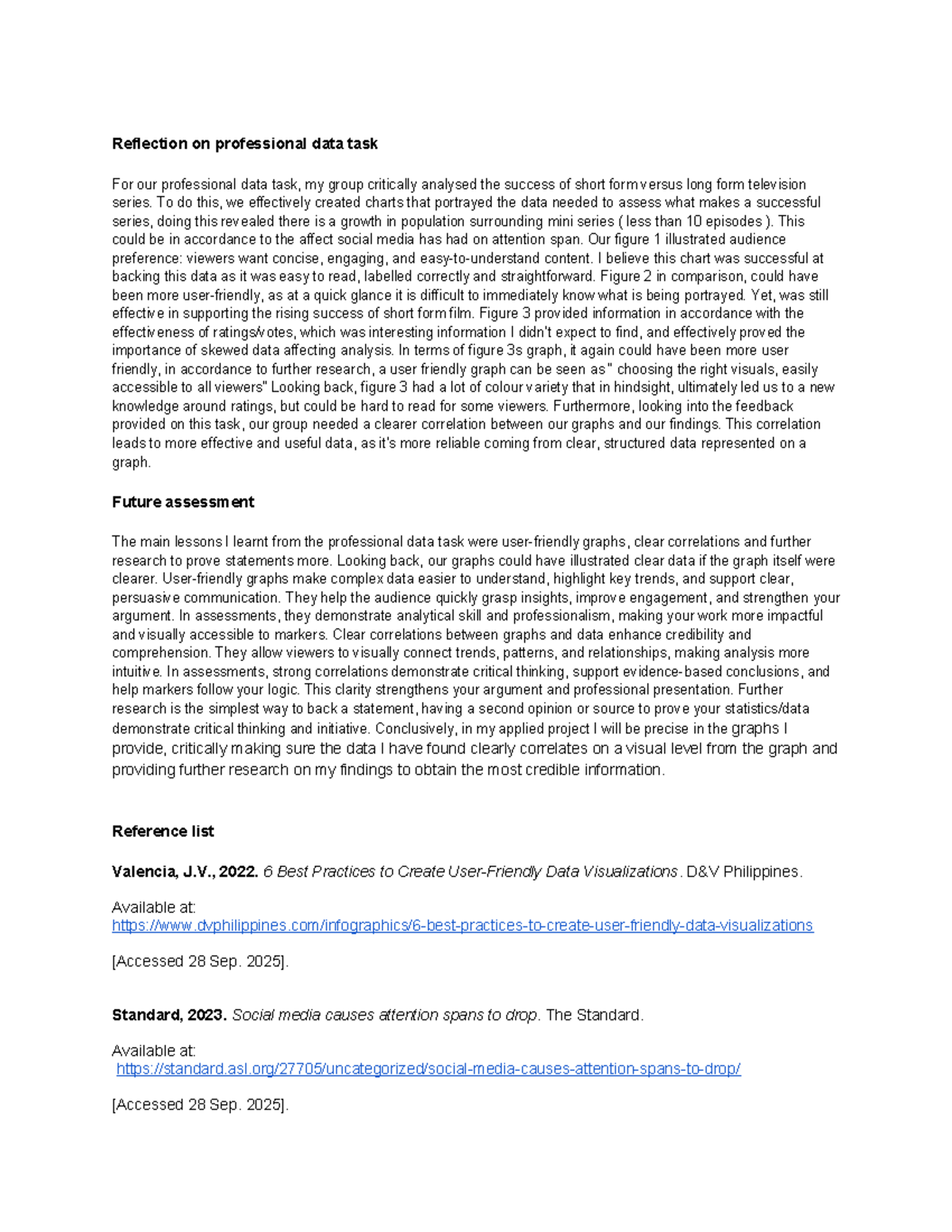 Reflection on Professional Data Task: Analyzing TV Series Success - Studocu