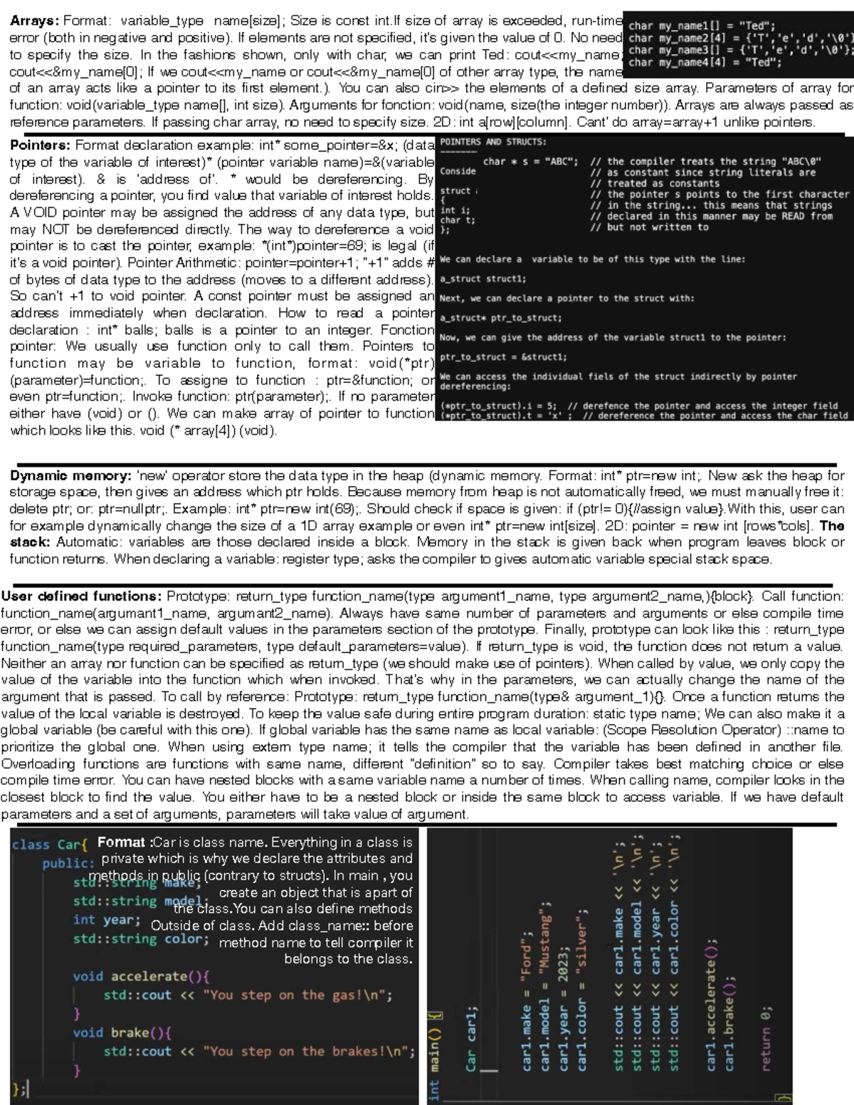 C++ Final Exam Notes: Arrays, Pointers, and Functions - Studocu
