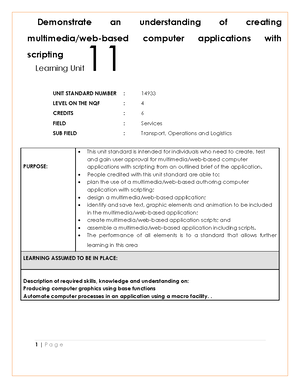 Explain computer architecture concepts - Learning Unit 5 UNIT STANDARD ...