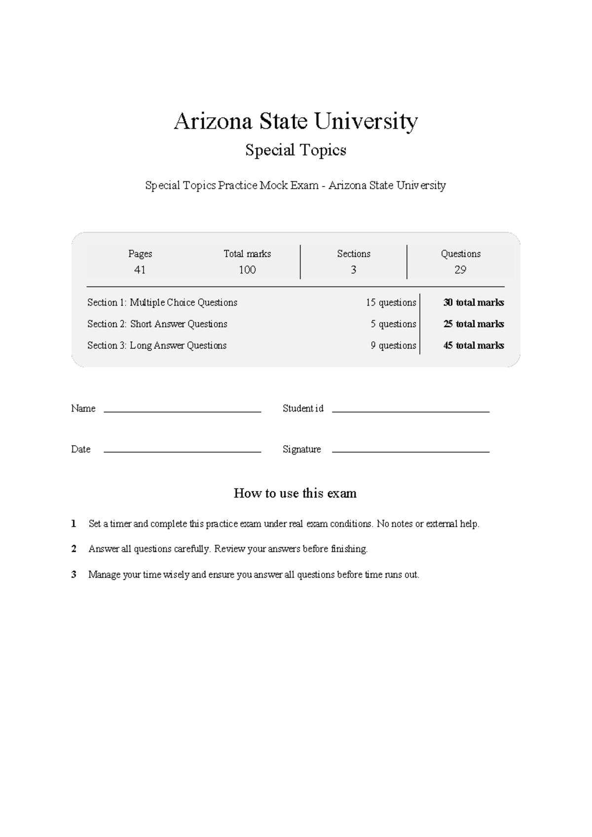 VIP 194-PSY Special Topics ASU Practice Mock Exam 2026 - Studocu