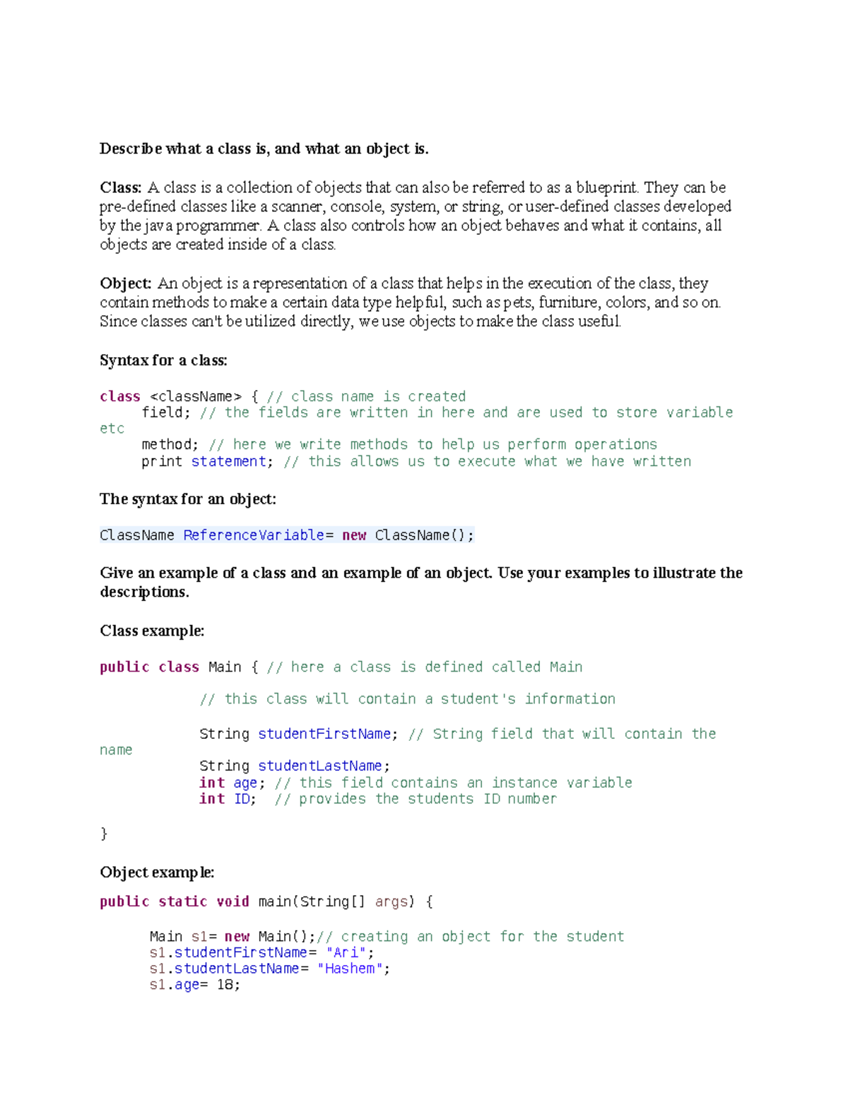 Unit 4 Discussion: Understanding Classes and Objects in OOP - Studocu