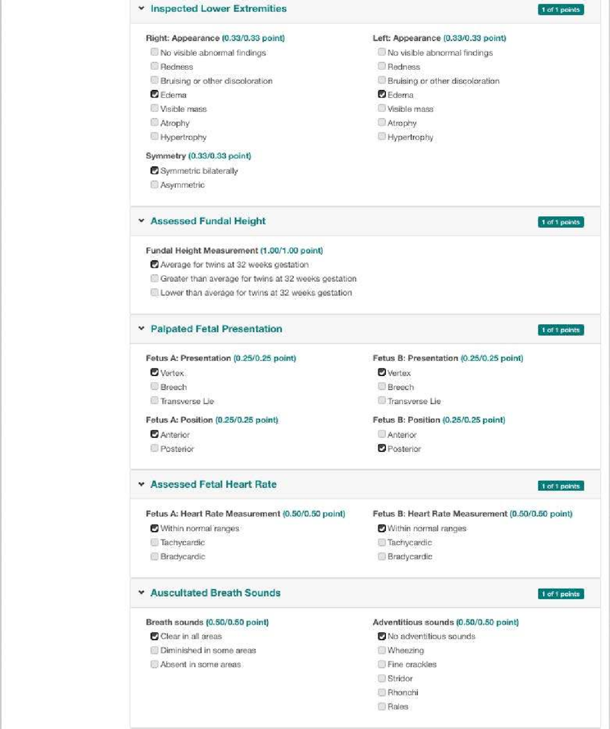 Assessment of Lower Extremities and Fetal Measurements - Clinical Notes ...