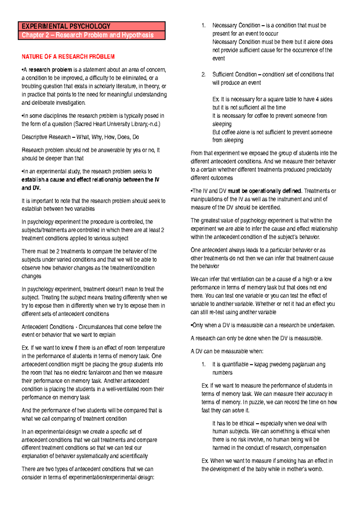 Experimental Psychology Lecture Notes Chapter2 - EXPERIMENTAL ...
