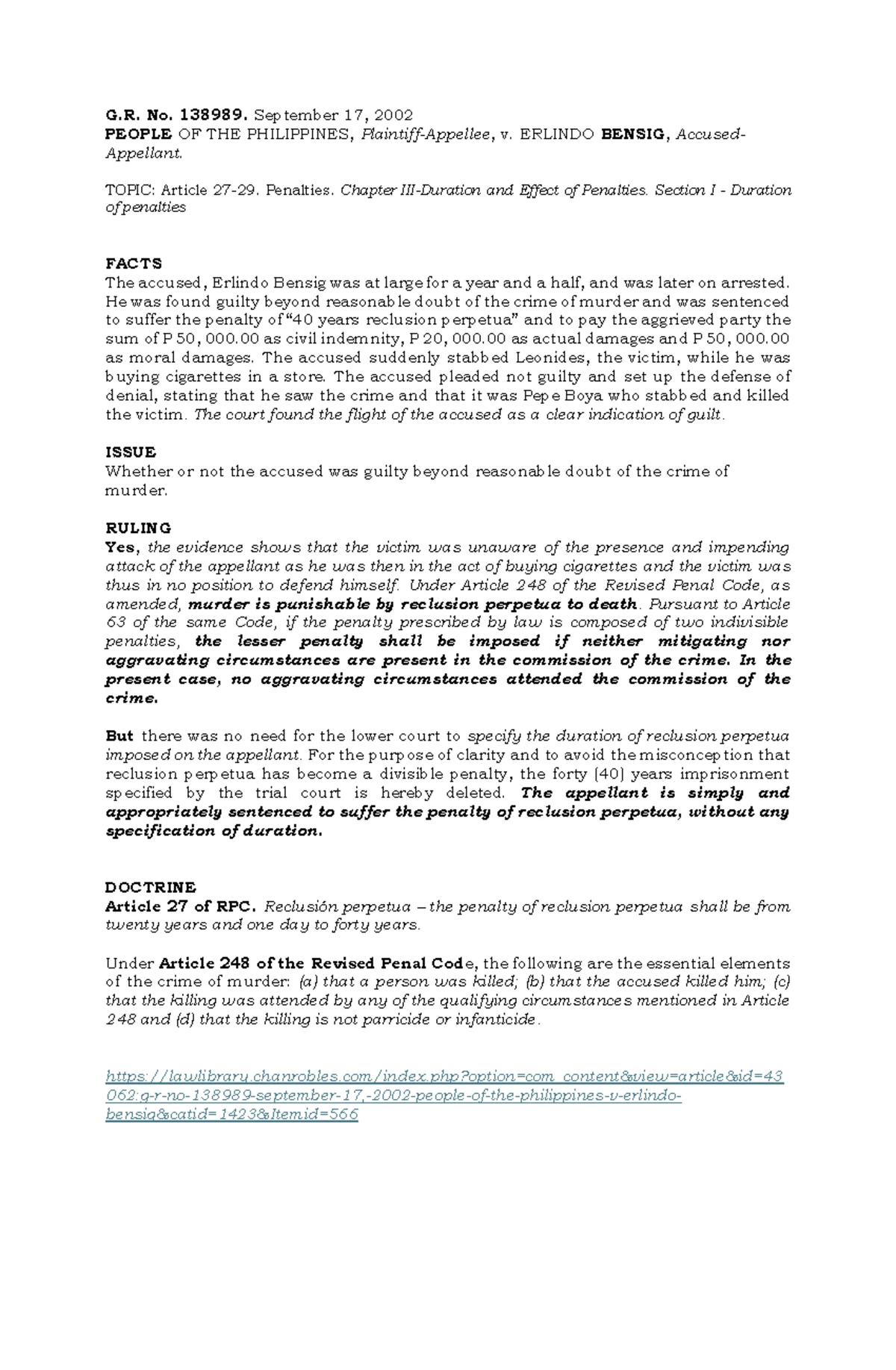 ART 12 Case Study: Hubilla vs. People (G.R. No. 176102, 2014) - Studocu